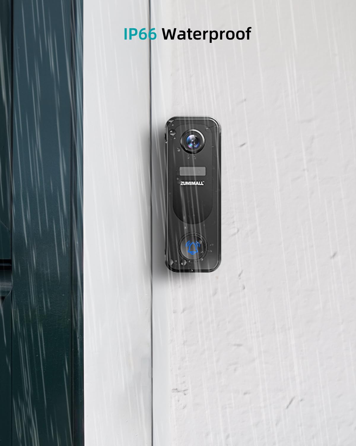 ZUMIMALL 2K FHD Doorbell Camera Wireless, WiFi Video Doorbell Camera with Chime, IP66 Waterproof, Motion Detection, Night Vision, 2-Way Audio, Local & Cloud Storage, 2.4G WiFi, 30s Voice Message