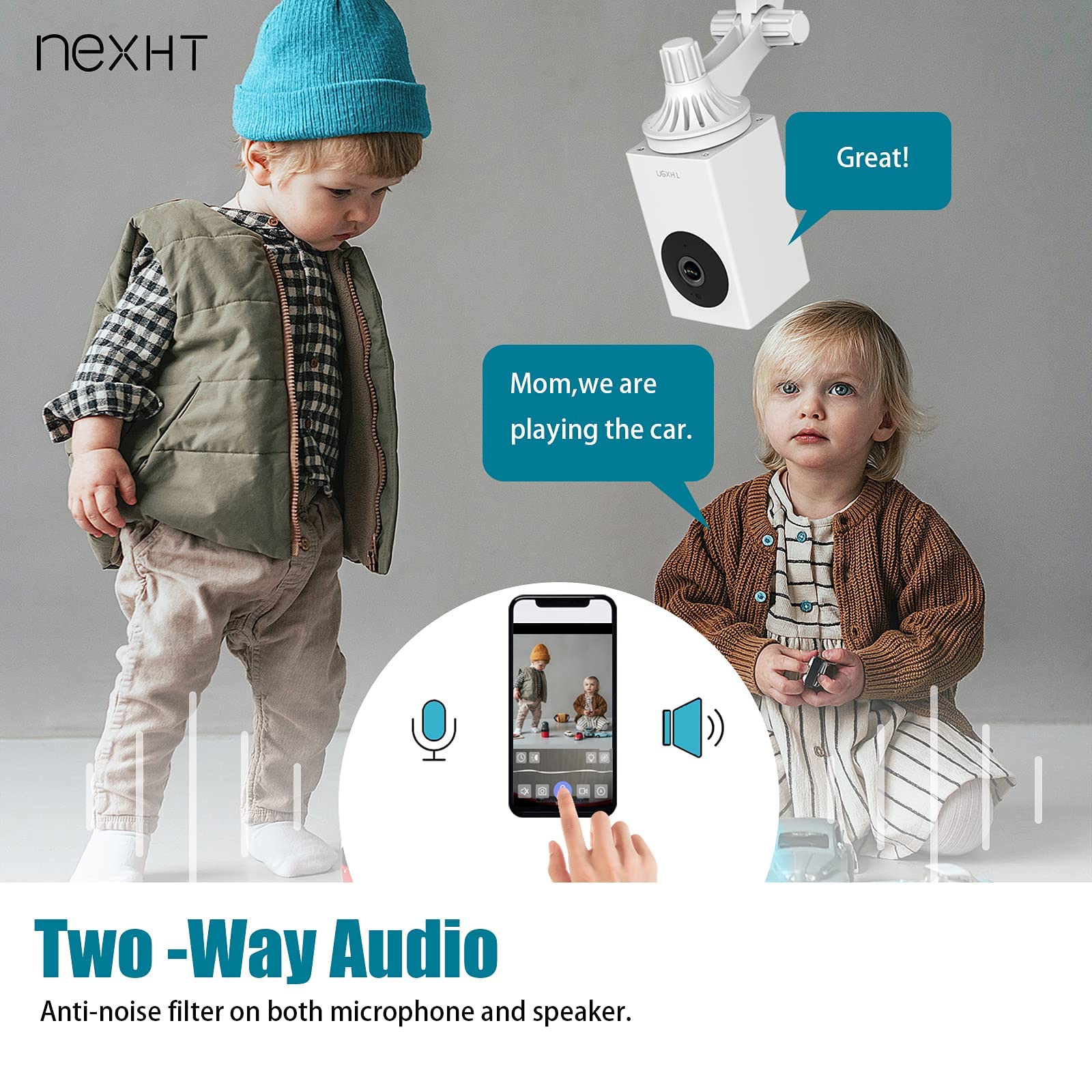 NexHT 1080P Pan/Tilt/Zoom Indoor Smart Camera Wi-Fi Viewing for Baby, Elderly, Pet, with Night Vision, Motion Detection and 2-Way Audio (86336), White, 3.36 x 1.92 x 1.86 inches