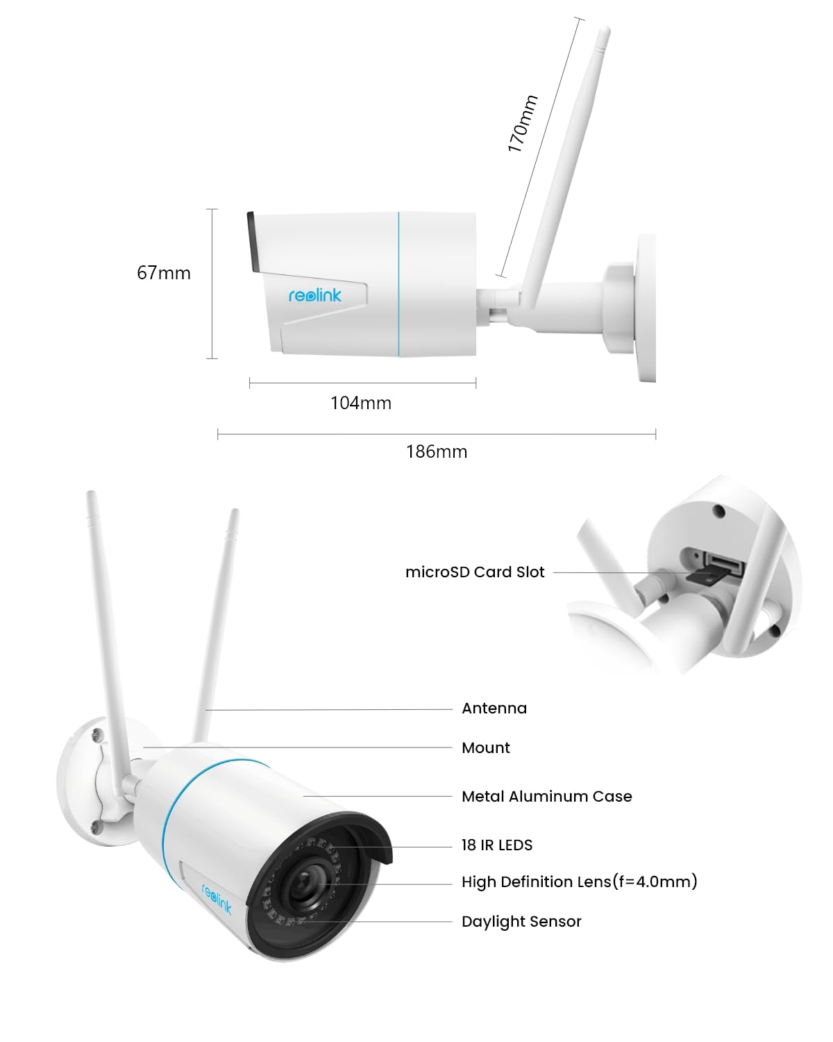 Reolink Plug-in Outdoor WiFi Security Camera, 5MP HD Dual Band Wired Wi-Fi Camera for Home Security-2.4/5 Ghz, Smart Person/Vehicle Alerts, Motion Detection, Night Vision, IP66 Waterproof, RLC-510WA