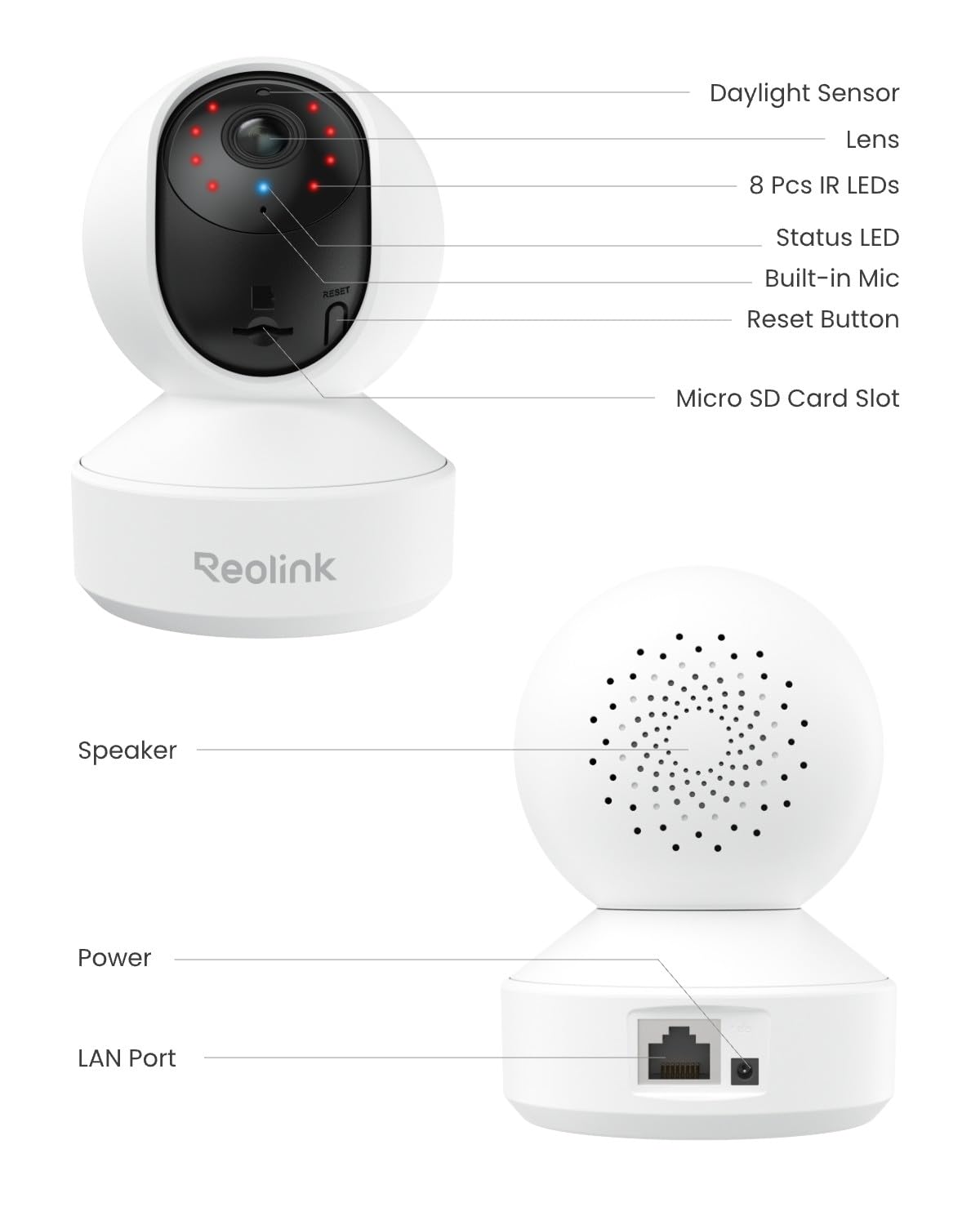REOLINK Cameras for Home Security, 4MP HD Plug-in Security Camera Indoor Wireless, 2.4/5Ghz WiFi, Pan Tilt, Night Vision, Baby Monitor/Pet Camera, Home Cameras with App for Phone, E1 Pro (2 Pack)