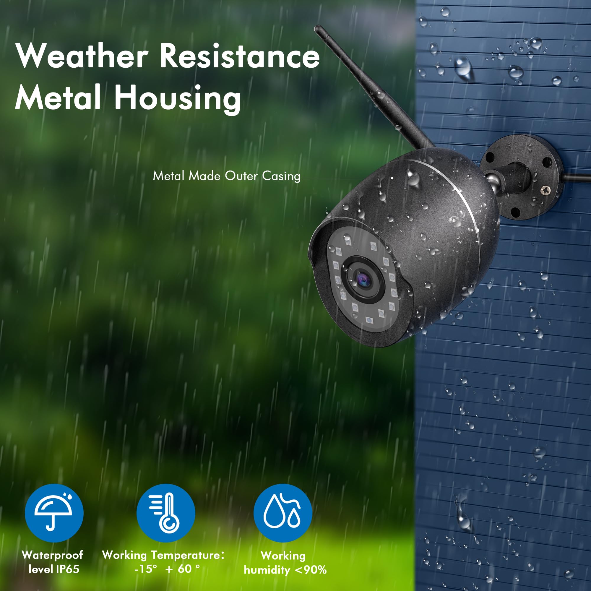 2 Pack GOAOFOEOI 1080P WiFi Full Metal Case Cameras for Home Security Outdoor Waterproof Bullet Camera Two-Way Audio, Motion Detection Alert, SD Card Cloud, Compatible with Alexa