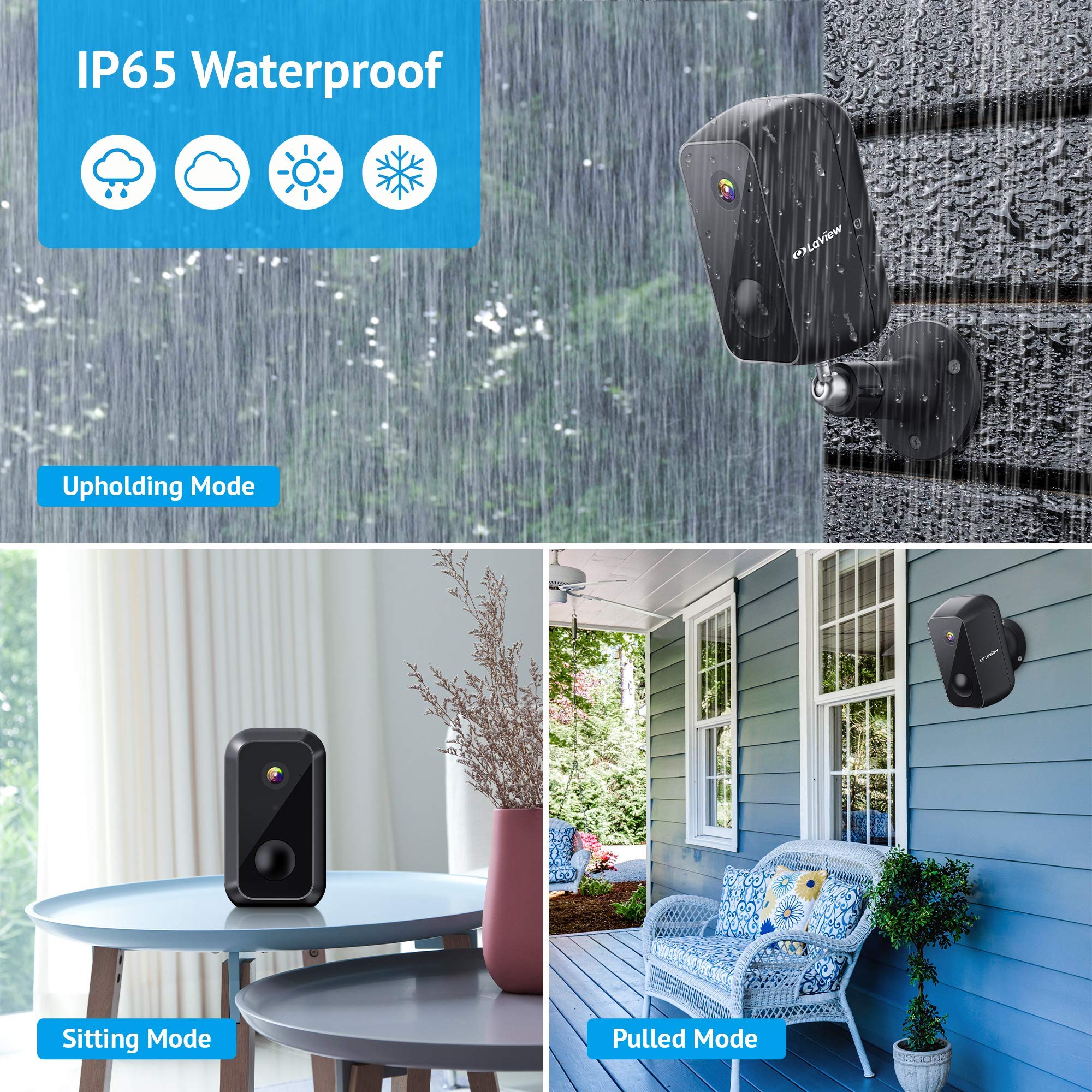 LaView Security Cameras Wireless Outdoor,1080P HD Battery Powered 9600mAh Wi-Fi Camera, Outdoor Security Cameras with AI Motion Detection,Night Vision,IP65 Waterproof,Include SD Card&USA Cloud Service