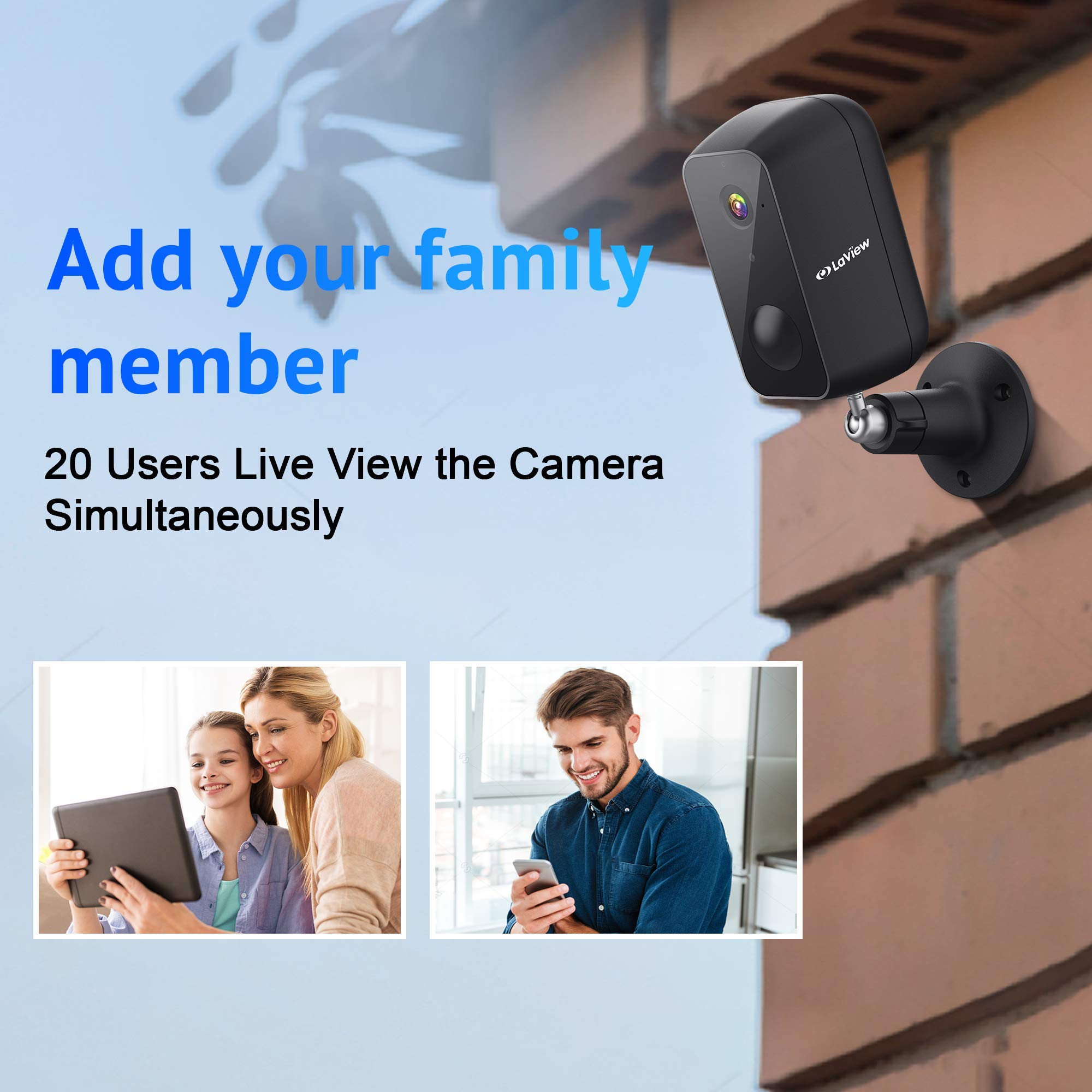LaView Security Cameras Wireless Outdoor,1080P HD Battery Powered 9600mAh Wi-Fi Camera, Outdoor Security Cameras with AI Motion Detection,Night Vision,IP65 Waterproof,Include SD Card&USA Cloud Service