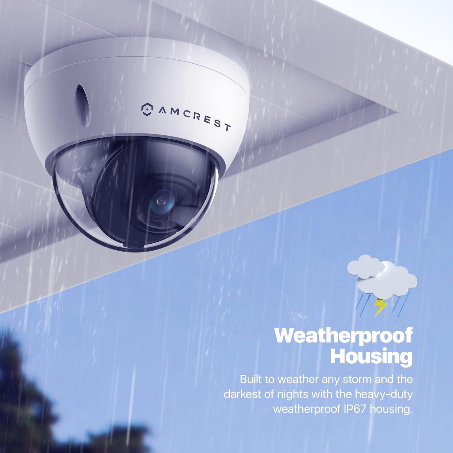 Amcrest 5MP POE Camera, Outdoor Vandal Dome Security POE IP Camera, 5-Megapixel, 98ft NightVision, 2.8mm Lens, IP67, IK10 Resistance, MicroSD 256GB (Sold Separately), Cloud, NVR (IP5M-D1188EW-28MM)