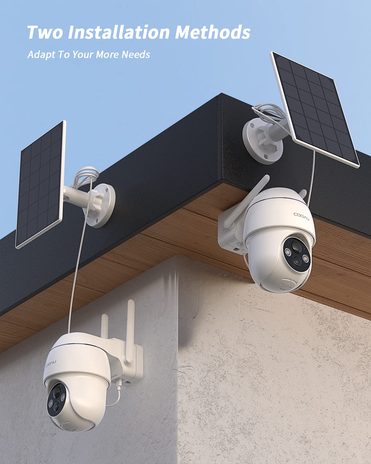 Security Camera Outdoor, 360° PTZ Security Cameras Wireless Outdoor Solar Powered, 2.4G Wireless WiFi Cameras for Home Security, 2K Night Vision, PIR Detection, 2 Way Audio,IP66,SD/Cloud Storage