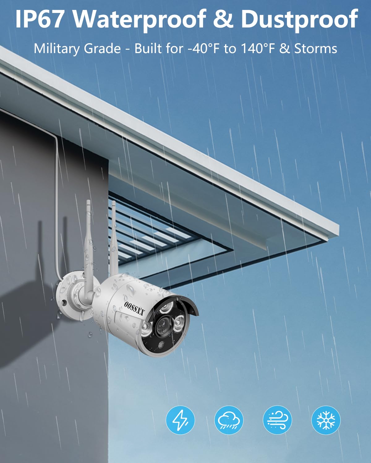 {Dual Antennas for WiFi Enhanced & 60 Days Storage} AI Human Detected 2K 3.0MP Wireless Security Camera System,OOSSXX 8 Channel NVR HD Outdoor Home Surveillance WiFi Cameras Systems with 4TB HDD