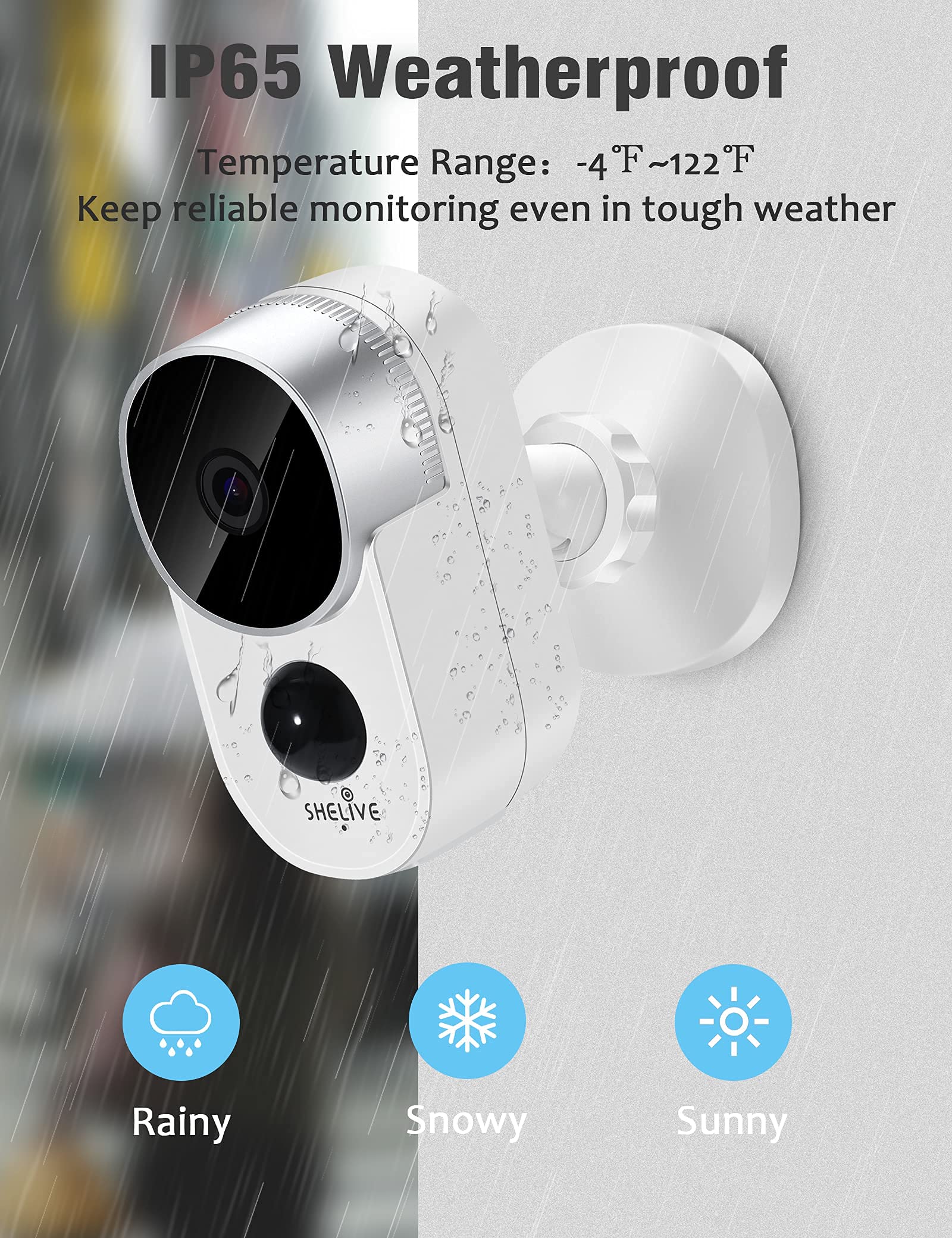 SHELIVE Security Camera Outdoor, Wireless Home Surveillance Camera System with Rechargeable Battery,1080P HD,Waterproof,Night Vision,Motion Detection,2-Way Audio,SD Storage