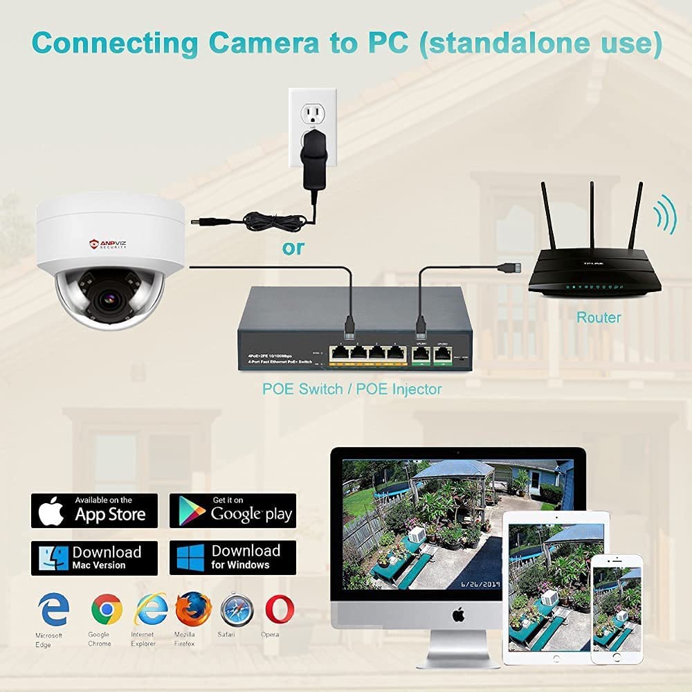 Anpviz 4MP PoE IP Dome Camera with Microphone/Audio, IP Security Camera Outdoor Night Vision 98ft Waterproof IP66 Indoor Wide Angle 2.8mm 24/7 Recording #IPC-D240W-S