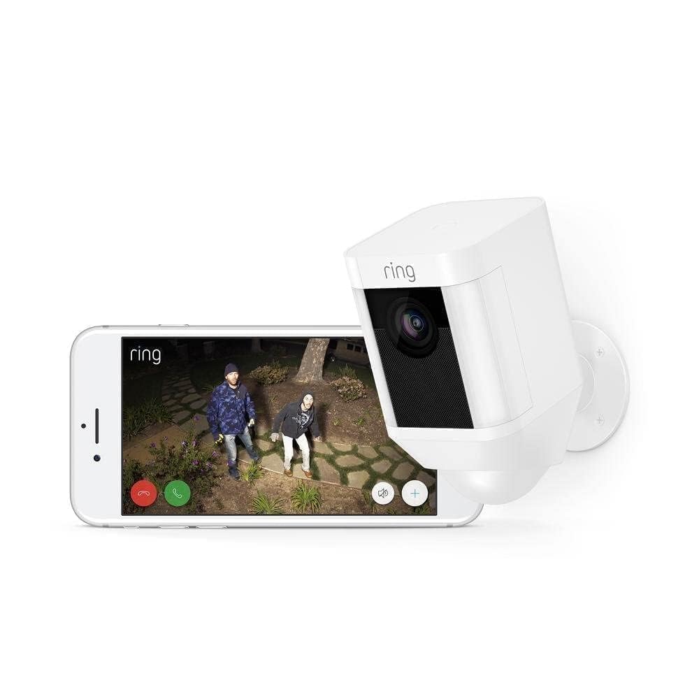 Ring Spotlight Cam Battery HD Security Camera with Built Two-Way Talk and a Siren Alarm, Works with Alexa - White