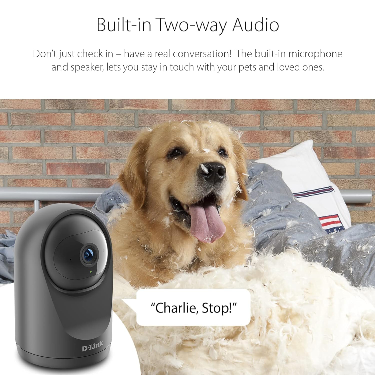 D-Link mydlink Full HD WiFi Pan/Tilt Smart Wireless Security Camera, 360 Views, Pet Baby Home Monitor, Motion Detection, Night Vision, Cloud & microSD Recording (DCS-8526LH-US)