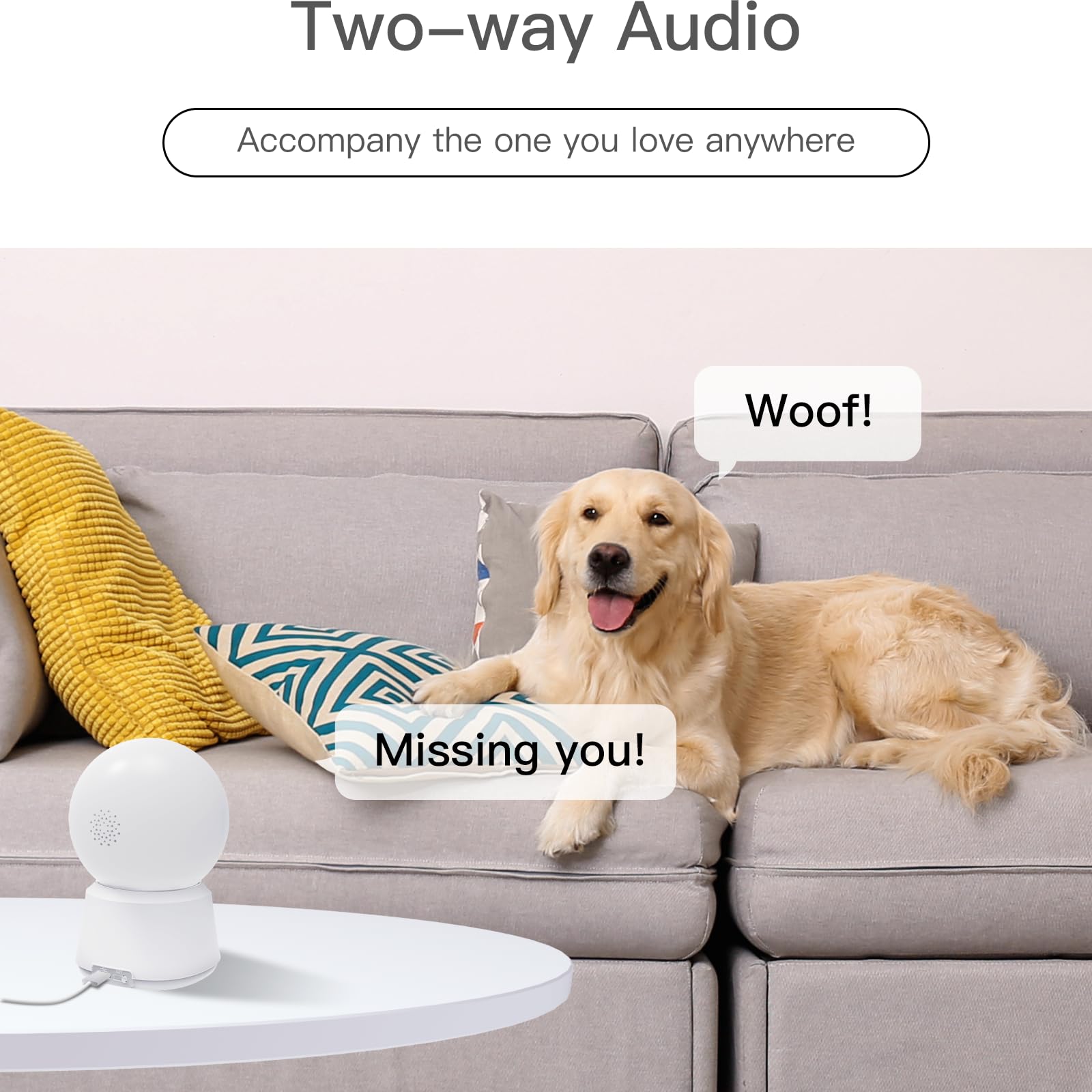 LAXIHUB 360° Pet Camera with Phone App, Indoor Security Camera for Baby/Dog, P2 Pan/Tilt Pet Monitor with Super IR Night Vision, Motion Detection & 2-Way Audio, Works with Alexa & Google Assistant