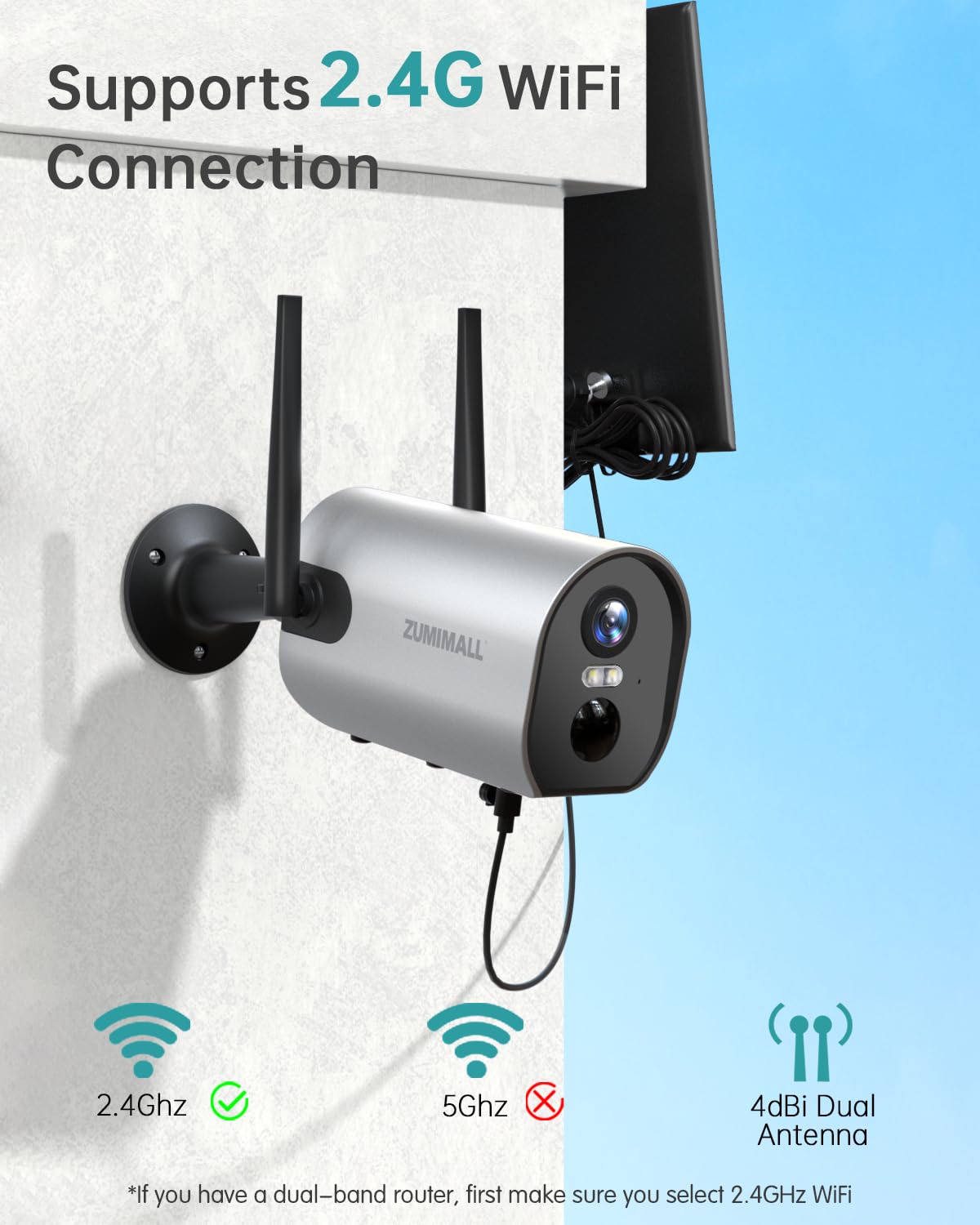 ZUMIMALL Security Cameras Wireless Outdoor - 2K Solar Powered Security Camera with 3MP Color Night Vision, Outdoor WiFi Surveillance Camera /2 Way Talk/PIR Motion Detection/Spotlight/IP66 Waterproof