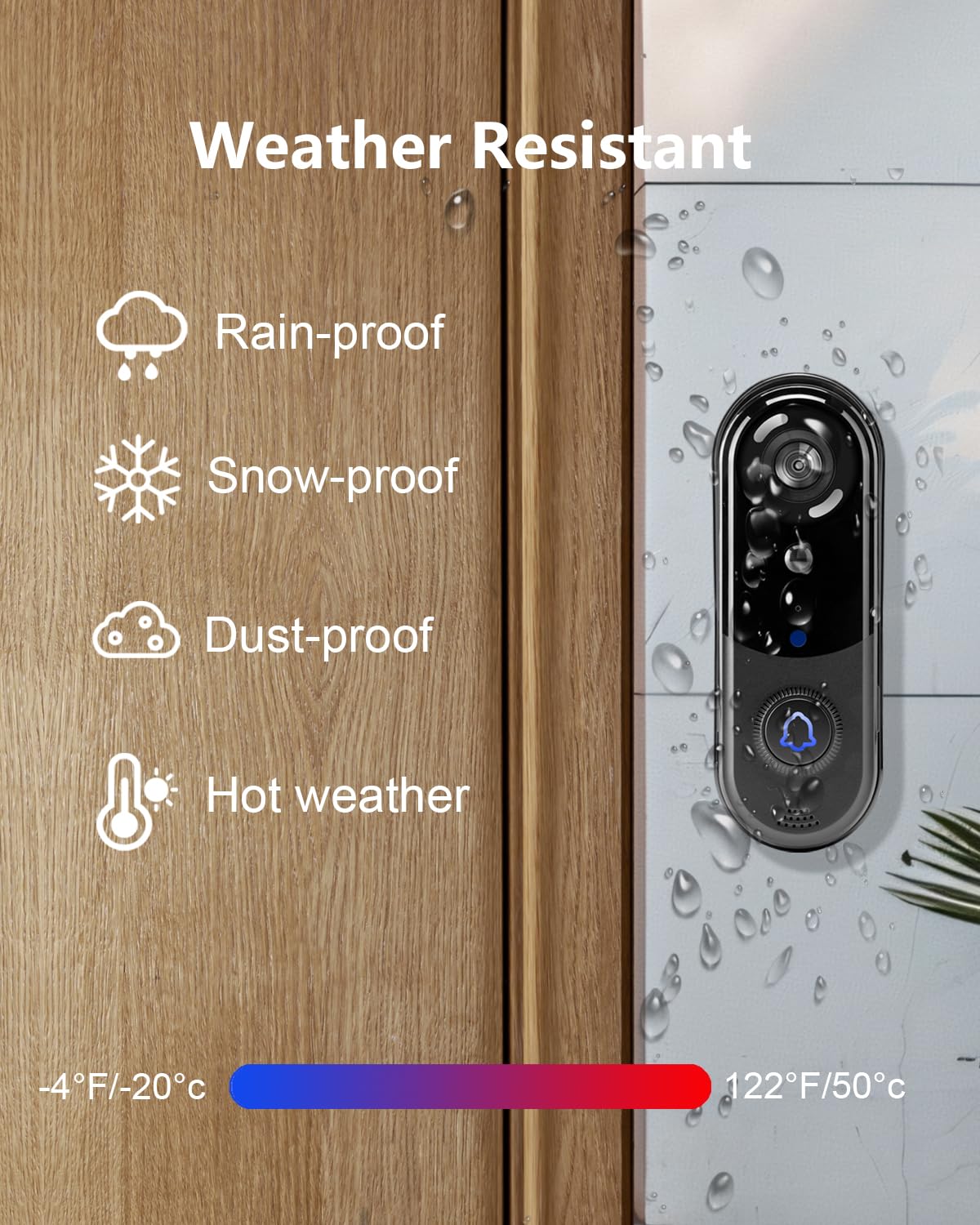 Doorbell Camera Wireless WiFi Video Doorbell Two-Way Audio Human PIR Motion Detection HD Security Camera Real-Time Video for iOS & Android Phone