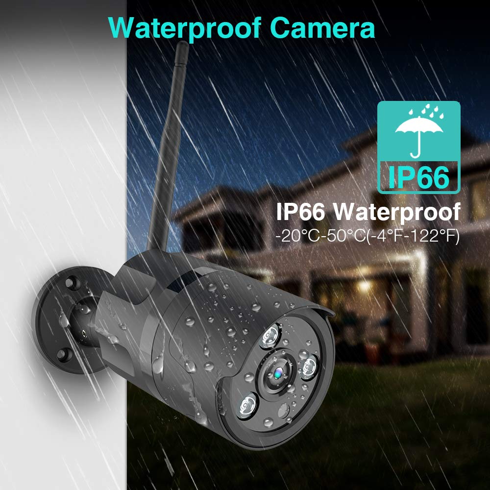 Outdoor Camera, 1080P WiFi Outdoor Security Camera, FHD Night Vision, A.I. Motion Detection, Instant Alert via Phone, 2-Way Audio, Live Video Zooms Function, Cloud Storage/Micro SD Card (Black)