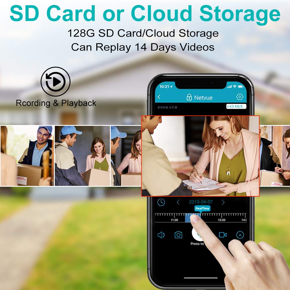 Outdoor Camera, 1080P WiFi Outdoor Security Camera, FHD Night Vision, A.I. Motion Detection, Instant Alert via Phone, 2-Way Audio, Live Video Zooms Function, Cloud Storage/Micro SD Card (Black)