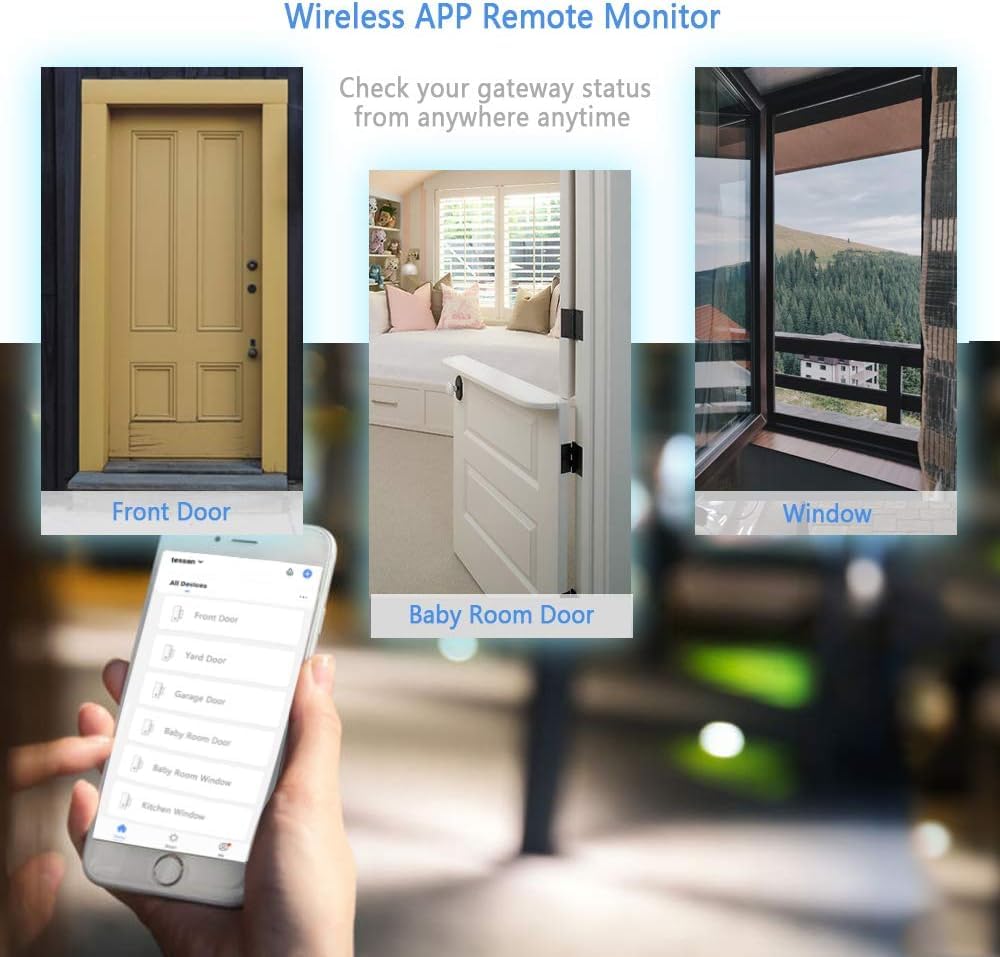 WiFi Door Sensor, TESSAN Smart Window Contact Sensor Compatible with Amazon Alexa, Google Assistant, No Hub Required, Sends Alerts, Wireless Remote Alarm, Programmable with Smart Life Devices