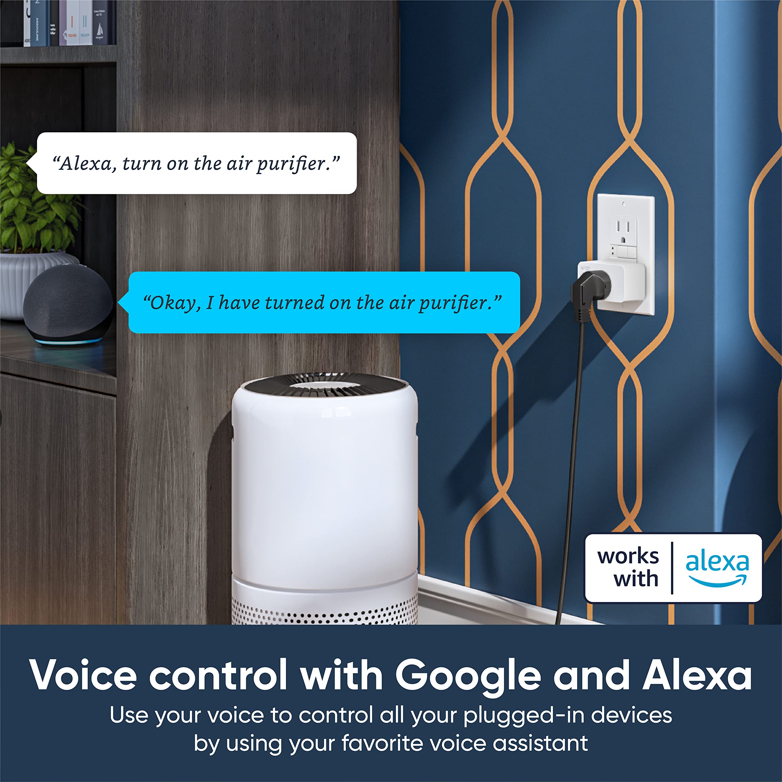 Wyze Plug, 2.4GHz WiFi Smart Plug, Works with Alexa, Google Assistant, IFTTT, No Hub Required, Two-Pack, White