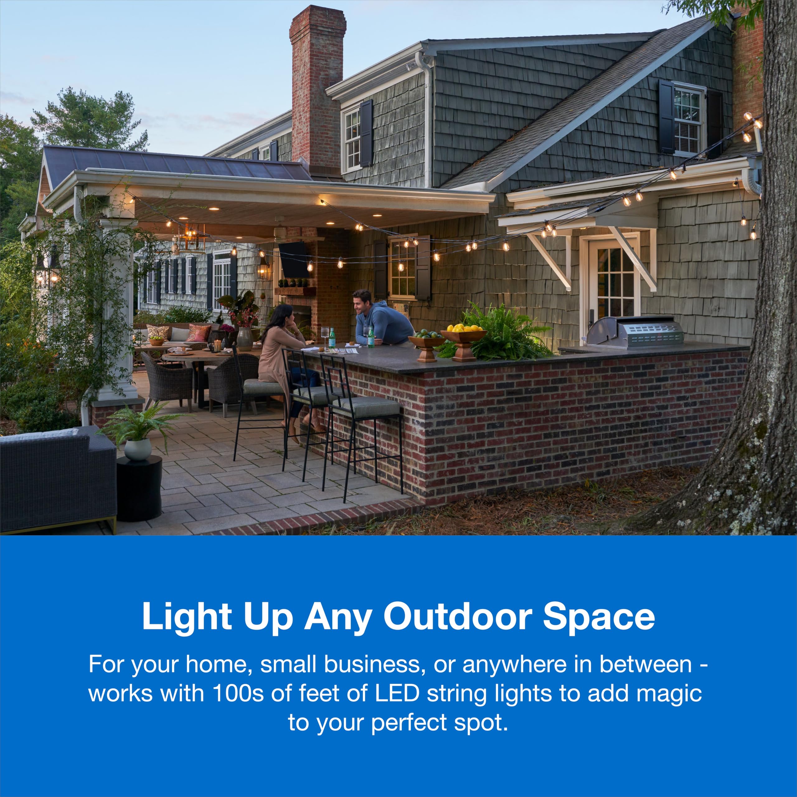 Lutron Caséta Weatherproof+ Outdoor Smart Plug On/Off Switch | Works with Alexa, Google Assistant, Ring, Apple HomeKit (smart hub required) | for Landscape and String Lighting | PD-15OUT-BL | Black