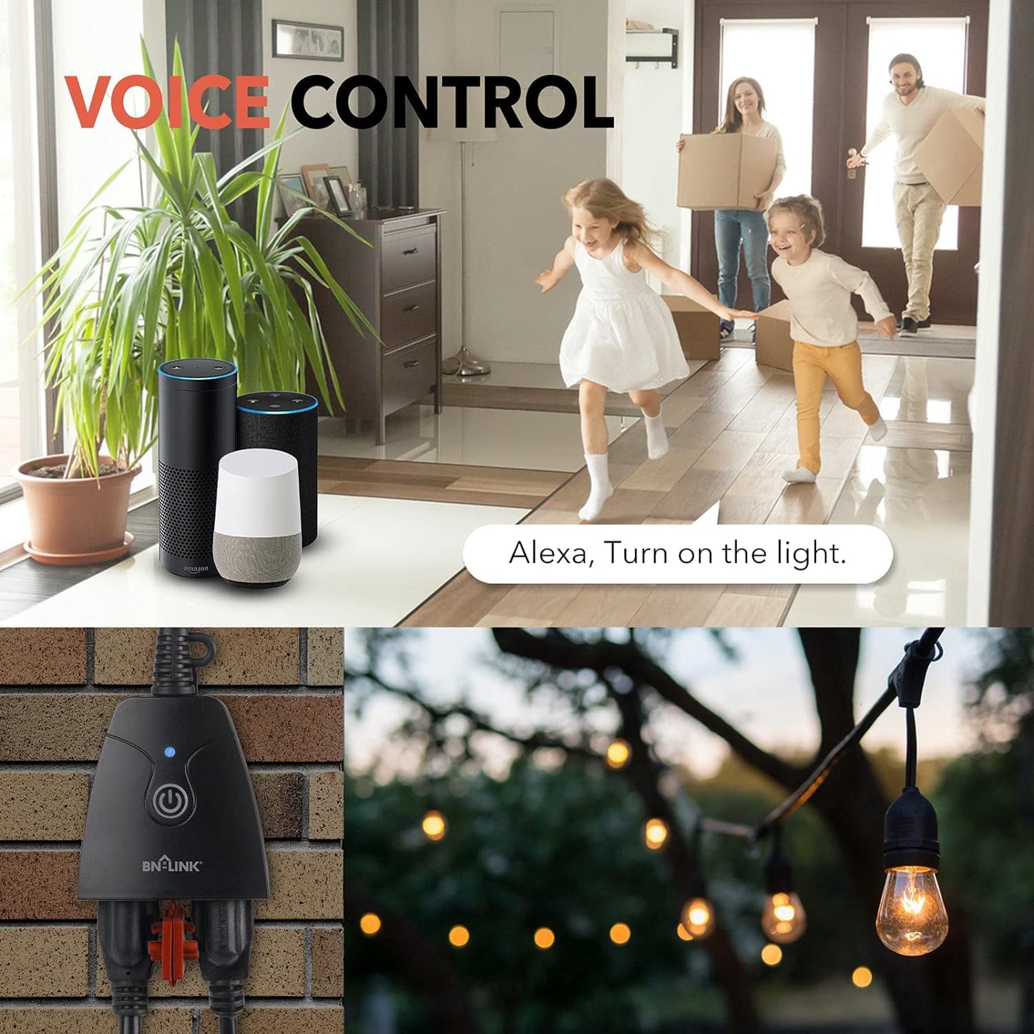 BN-LINK Smart Wi-Fi Plug Outlet, Remote Control by App, Compatible with Alexa and Google Assistant, Weatherproof, Requires 2.4 GHz Wi-Fi, ETL Listed