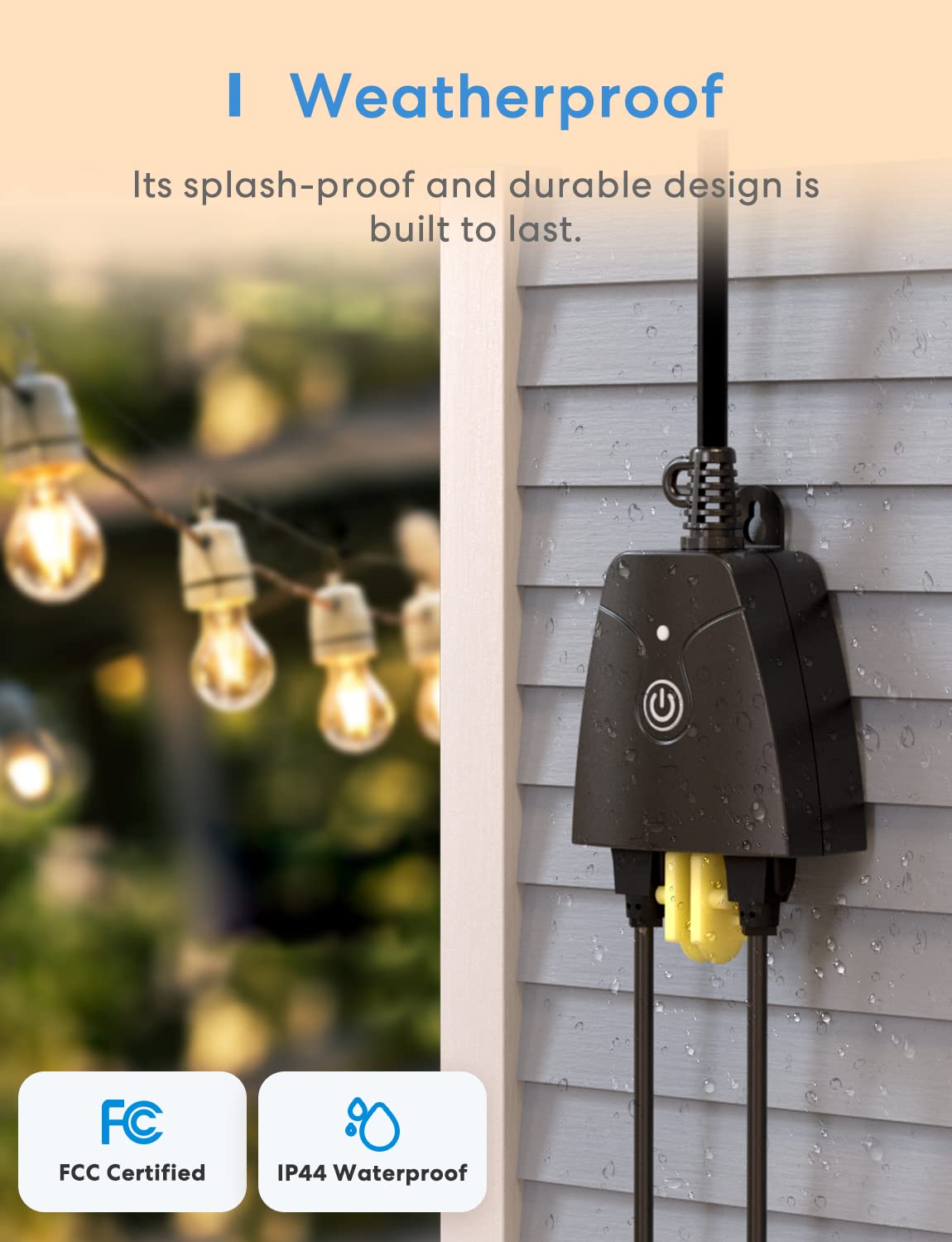 meross Outdoor Smart Plug Compatible with Apple HomeKit, Siri, Alexa, Google Assistant and SmartThings, Waterproof WiFi Outdoor Outlet, Remote & Voice Control, Timer, FCC and ETL Certified