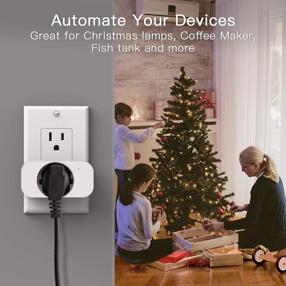 TREATLIFE Alexa Smart Plug 4 Pack, 7 Day Heavy Duty Programmable Timer, Works with Alexa and Google Home, 1800W 15A WiFi Smart Outlet, Child Lock, Vacation Mode, Reliable WiFi Connection
