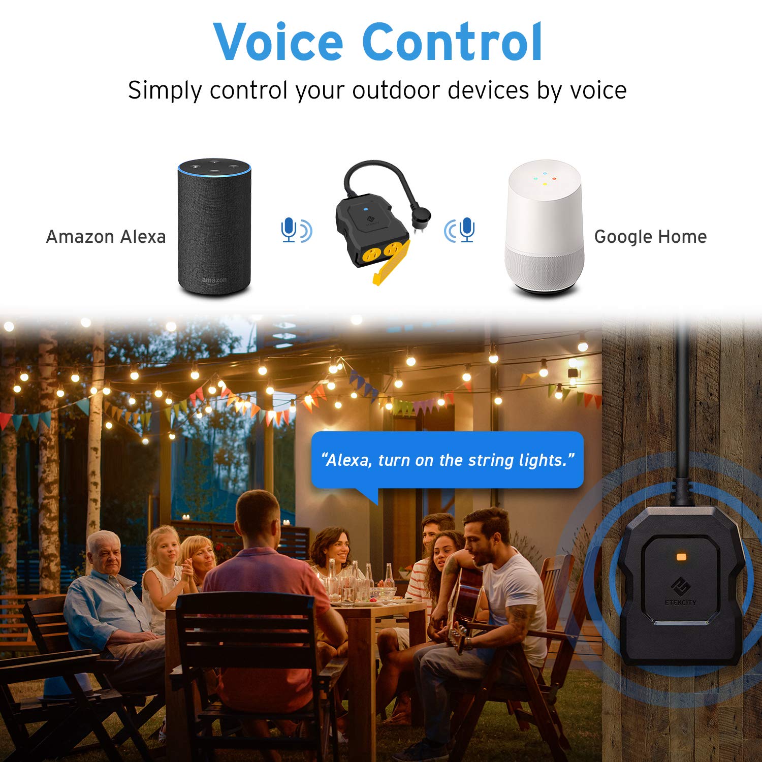 Smart Plug, Smart Home Outdoor Etekcity WiFi Outlet with 2 Sockets, Works with Alexa & Google Home, Wireless Remote Control, Energy Monitoring & Timer Function, IPX4 Waterproof, FCC and ETL Listed
