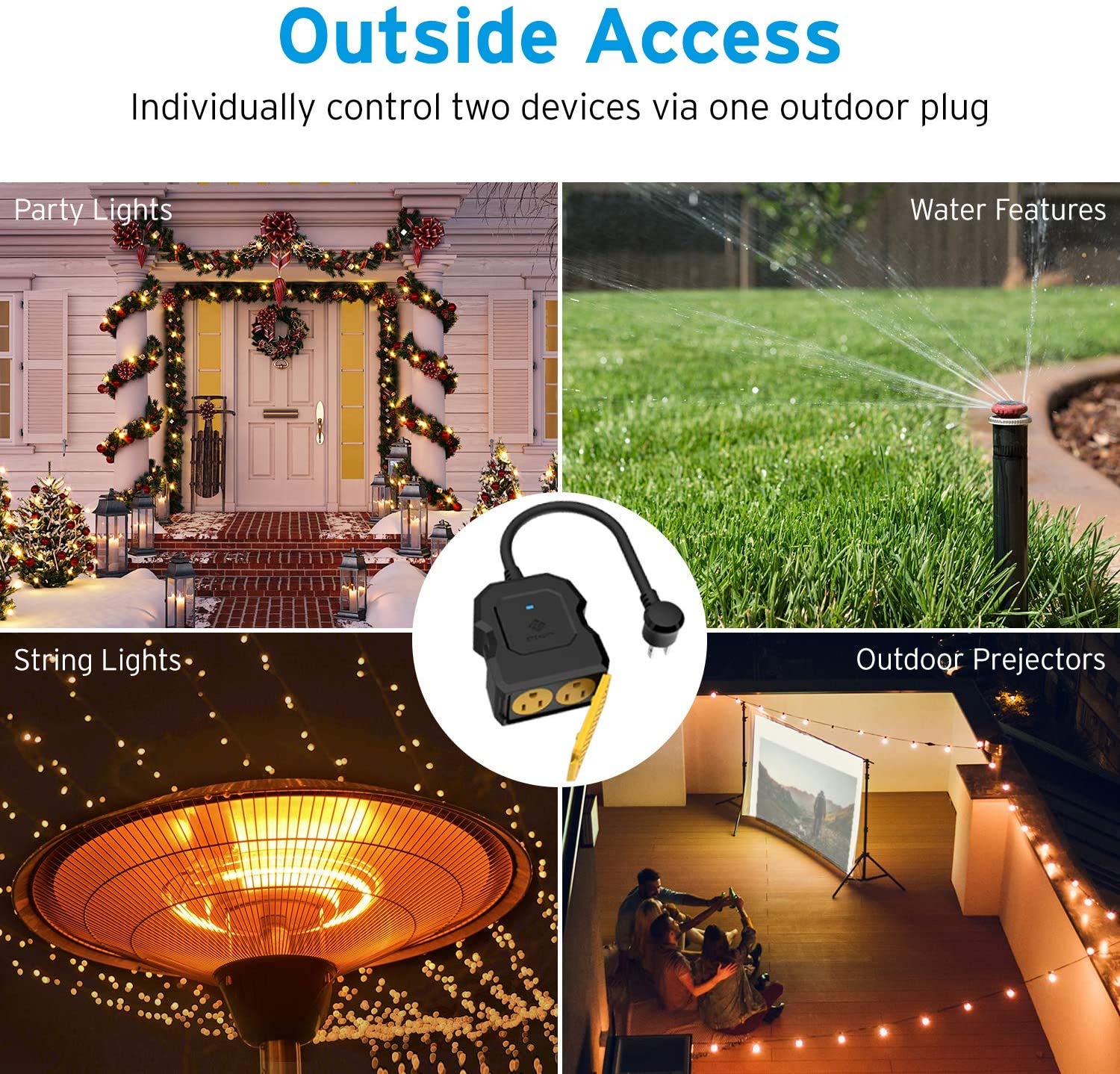 Smart Plug, Smart Home Outdoor Etekcity WiFi Outlet with 2 Sockets, Works with Alexa & Google Home, Wireless Remote Control, Energy Monitoring & Timer Function, IPX4 Waterproof, FCC and ETL Listed