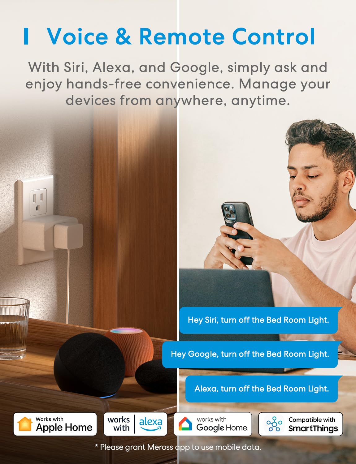 Meross Smart Plug Mini, 15A & Reliable Wi-Fi, Support Apple HomeKit, Siri, Alexa, Echo, Google Assistant and Nest Hub, App Control, Timer, No Hub Needed, 2.4G WiFi Only, 4 Pack
