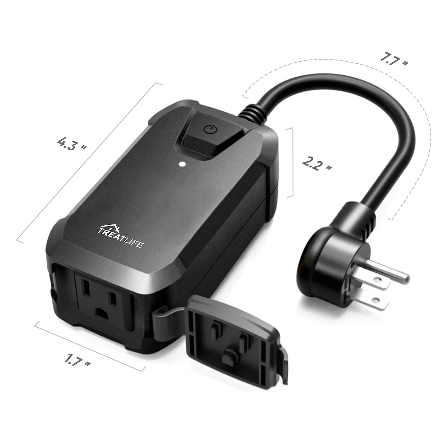 TREATLIFE Smart Dimmer Plug Outdoor Smart Plug Works with Alexa and Google Home, Light Dimmer APP Remote Control, Max Power 400W, IP44 Waterproof for Dimmable Outdoor Lights, Floor Lamp, Table Lamp