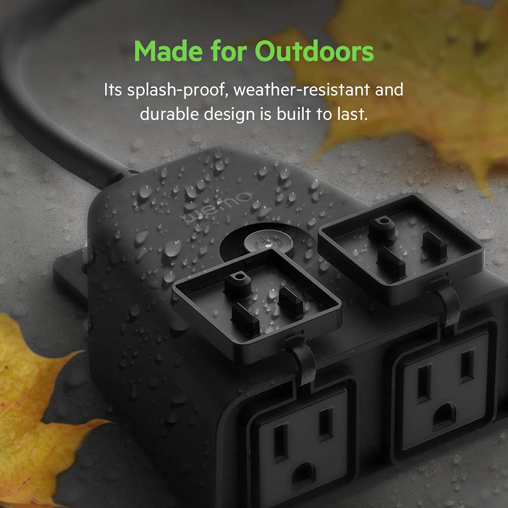 WeMo WiFi Outdoor Smart Plug - Voice Control Works With Alexa, Hey Google & Homekit - Smart Outlet to Control Smart Home Lights, Holiday Decor & Other Outdoor Devices - Weather-Resistant Design
