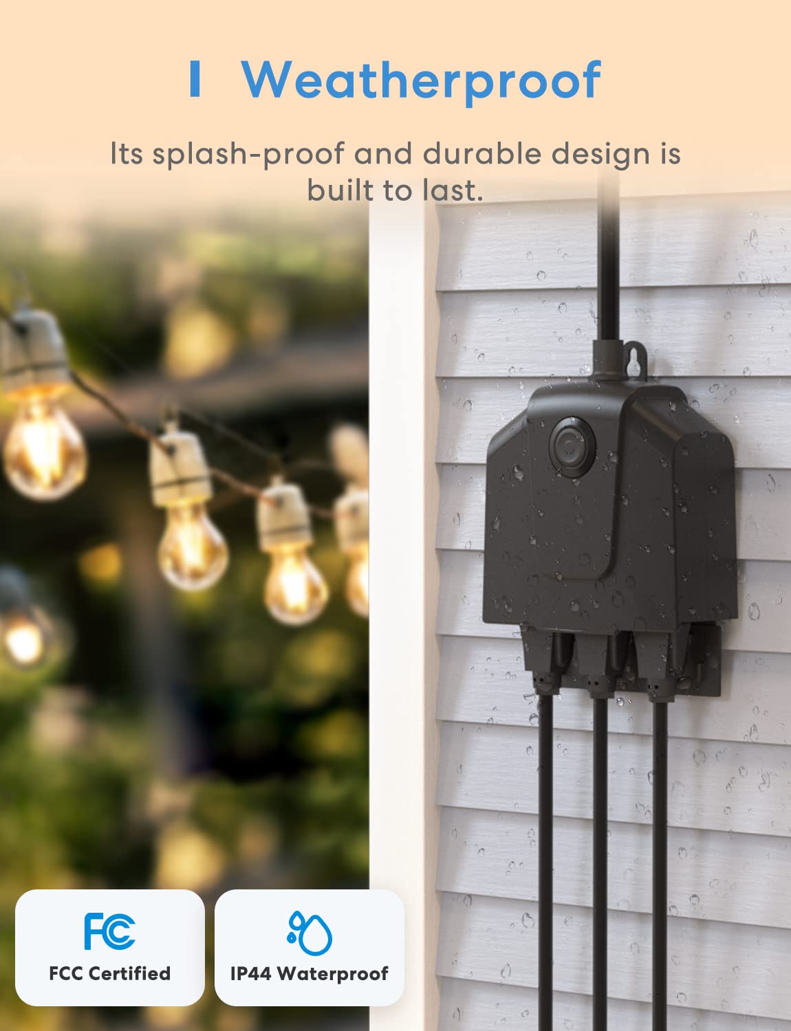 Outdoor Smart Plug, meross Outdoor Wi-Fi Outlet with 3 Independent Sockets Compatible with Apple Homekit, Alexa and SmartThings, Voice & Remote Control, Timer, 2.4 GHz only