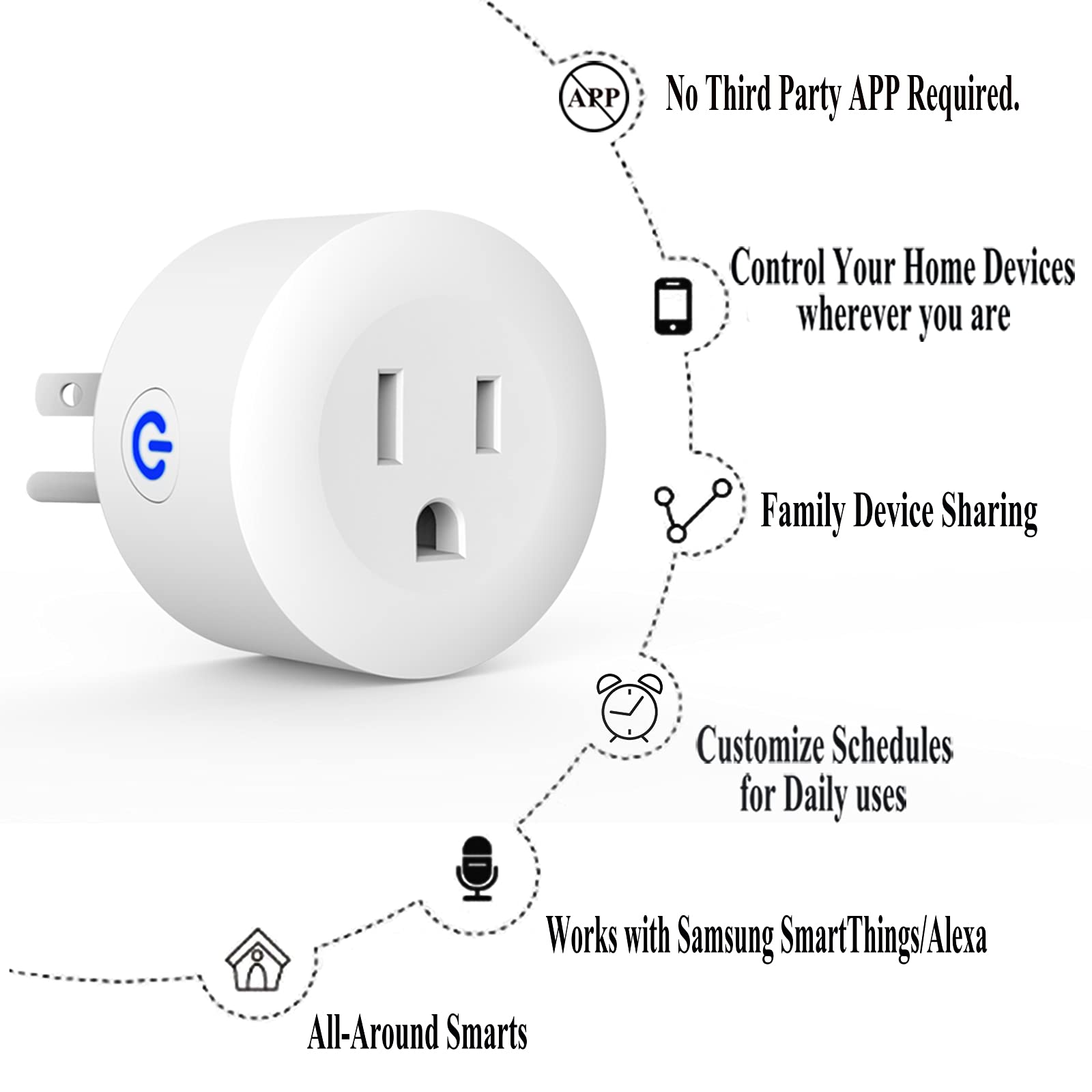 CMARS Smart Plug, ZigBee Switch Mini Smart Outlet Works with ST, Alexa, Echo (4th gen) Echo Plus (2nd) Google Home, Works as a Range Extender, Hub Required (2 Pack)