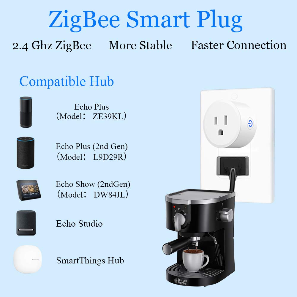 CMARS Smart Plug, ZigBee Switch Mini Smart Outlet Works with ST, Alexa, Echo (4th gen) Echo Plus (2nd) Google Home, Works as a Range Extender, Hub Required (2 Pack)
