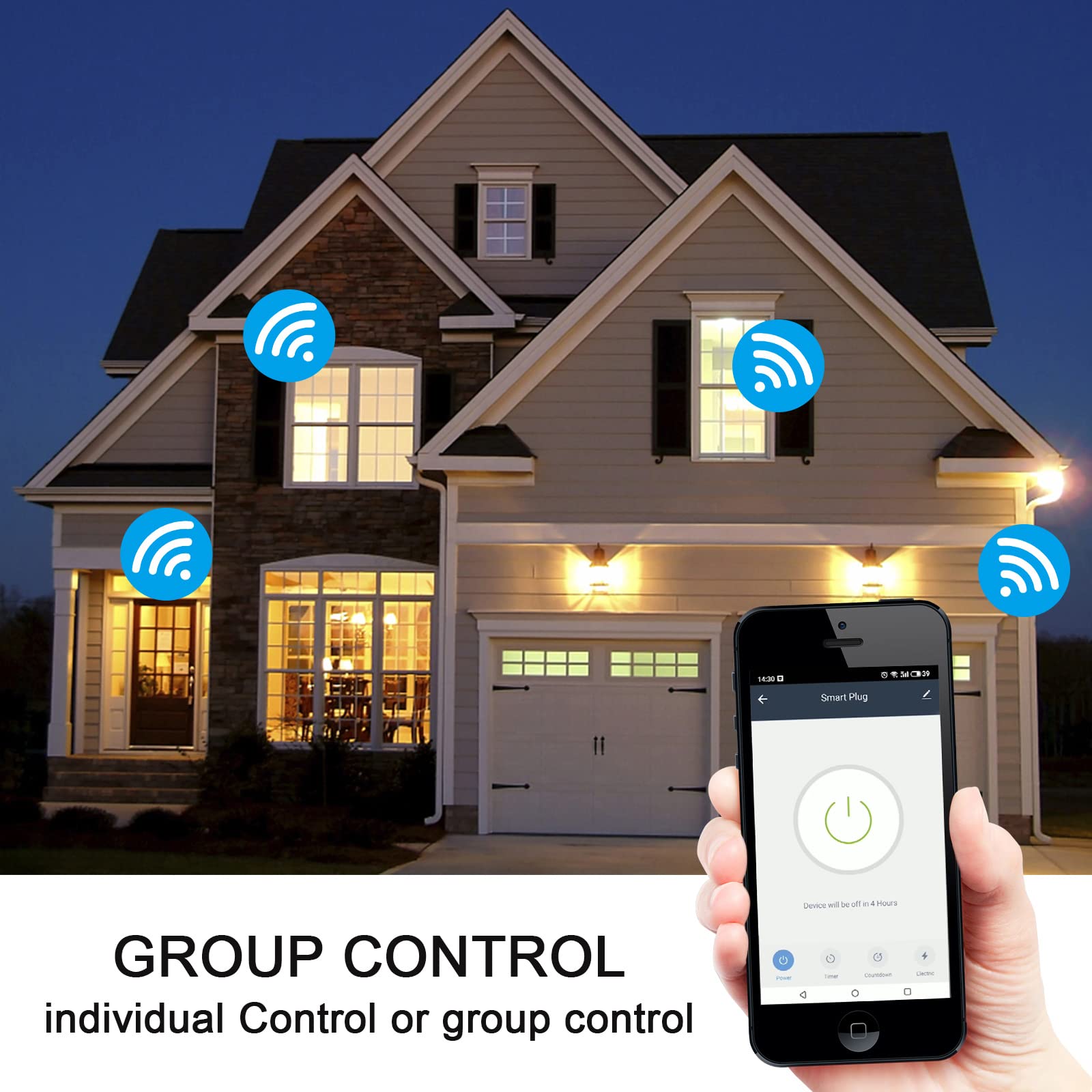 YIFAN 20A Smart Plug, WiFi Bluetooth Smart Outlets Compatible with Alexa and Google Assistant, Mini Remote Control Plugs with Timer Function, No Hub Required, FCC/ROHS Listed Socket