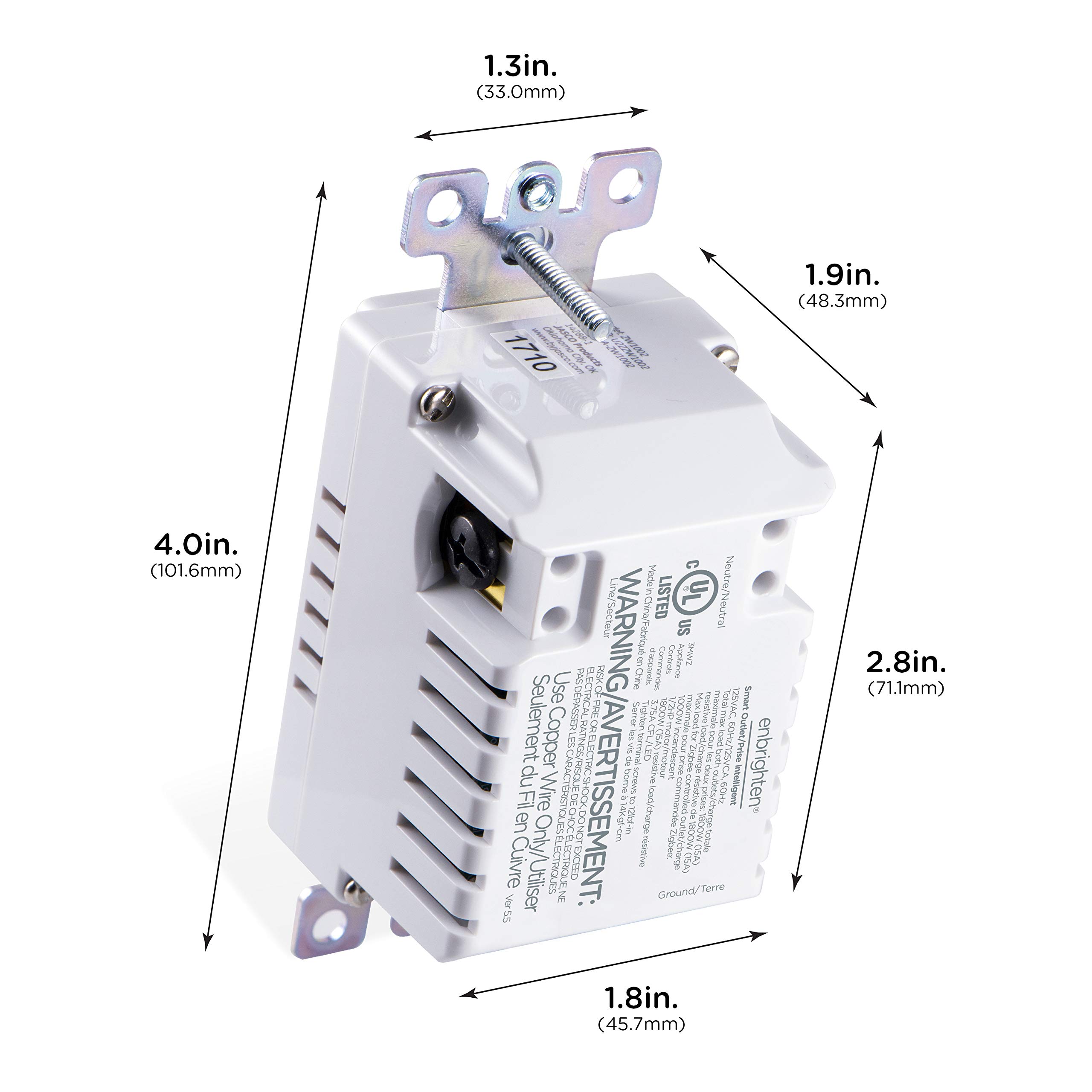 Enbrighten 55256 Z-Wave Plus Smart Receptacle, Works with Alexa, Google Assistant, Tamper-Resistant, 1 ZWave 1 Always On Outlet Hub Required, White