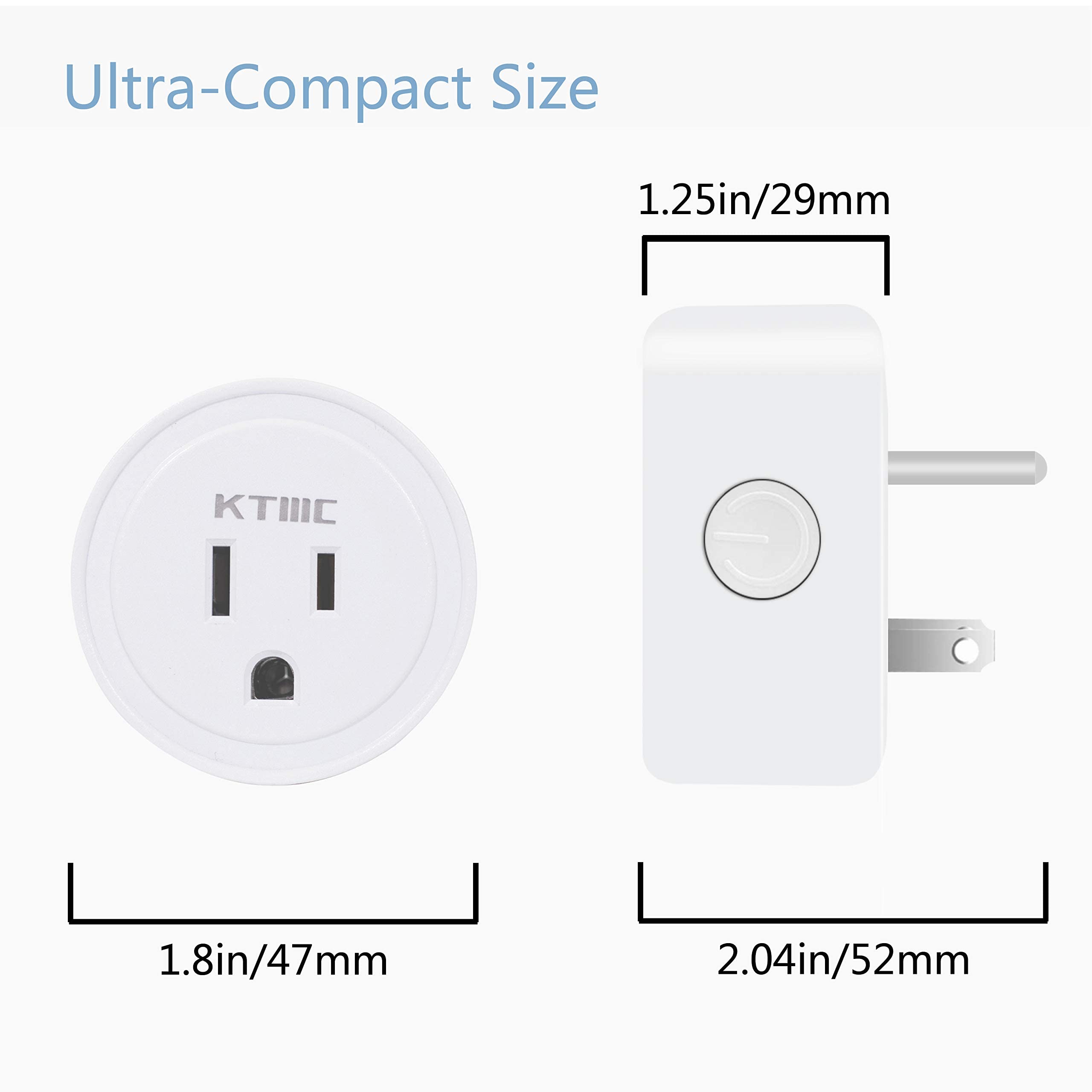 Smart plug 4 Packs, KTMC Mini Wifi Outlet Compatible with Alexa, Google Home, No Hub Required, Remote Control Your Home Appliances from Anywhere, ETL Certified