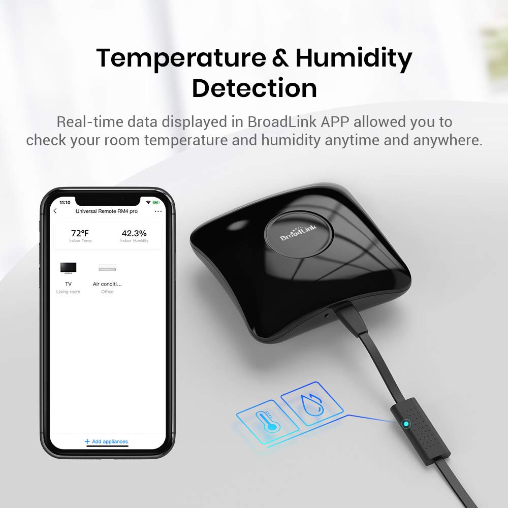 BroadLink Wi-Fi Smart Remote Hub with Sensor Cable, IR RF All in One Automation Learning Universal Remote Control, With a Mini Smart Plug, Compatible with Alexa, Google Home, IFTTT (RM4proS+SP4M)