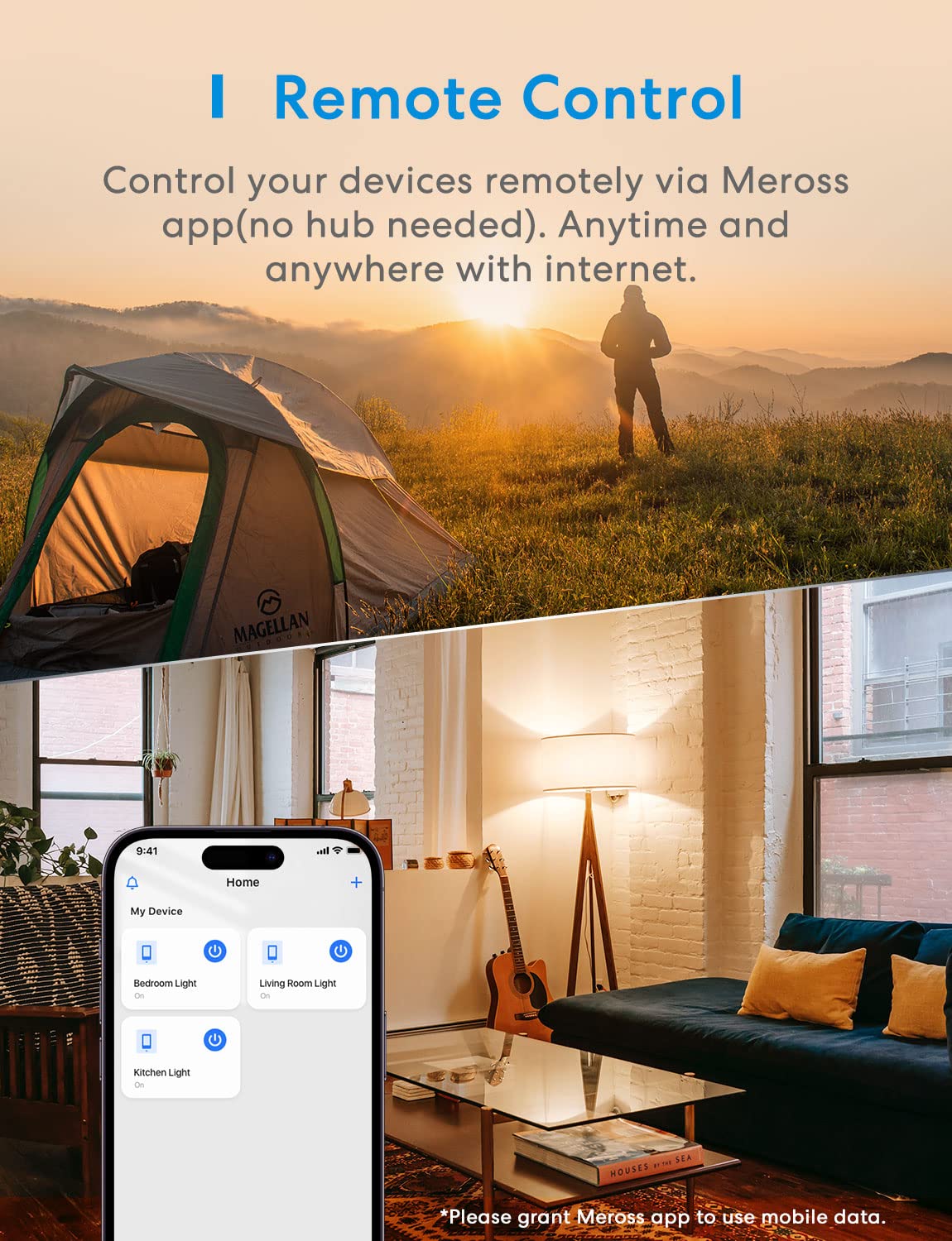 Smart Dimmer Switch Single Pole, Meross Smart 2.4GHz WiFi Light Switch for Dimmable LED, Compatible with Alexa Google Assistant and SmartThings, Neutral Wire Required, Remote Control Schedule,1 Pack