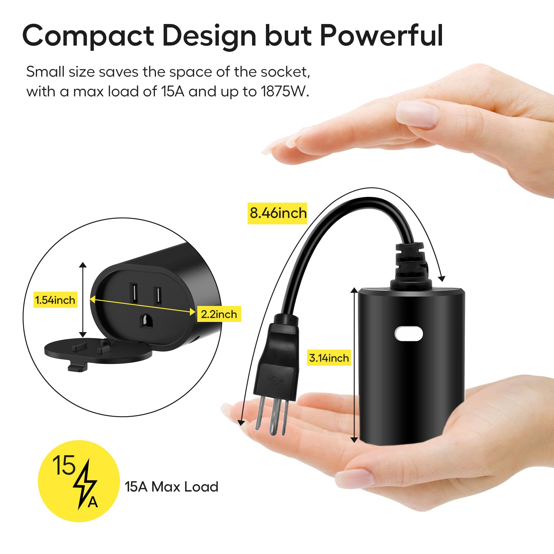Minoston Z-Wave Plus Smart Plug, Outdoor On/Off Outlet Switch, ZWave Hub Required, Weather-Resistant, Built-in Repeater, Work with SmartThings, Wink, Alexa, Black(MP22Z)