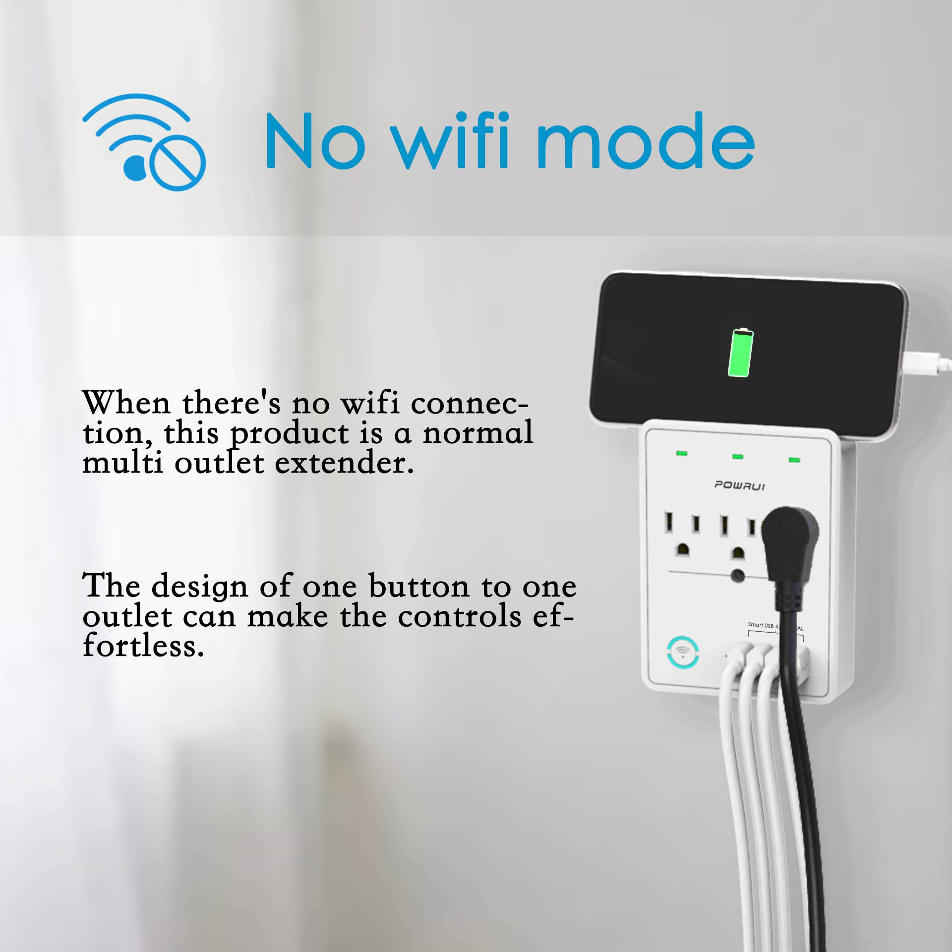 Smart Plug(2.4G Only), USB Wall Charger, POWRUI WiFi Surge Protector with 4 USB Charging Ports(4.8A 24W Total) and 3 Smart Outlet Extender, Compatible with Alexa Google Assistant for Voice Control