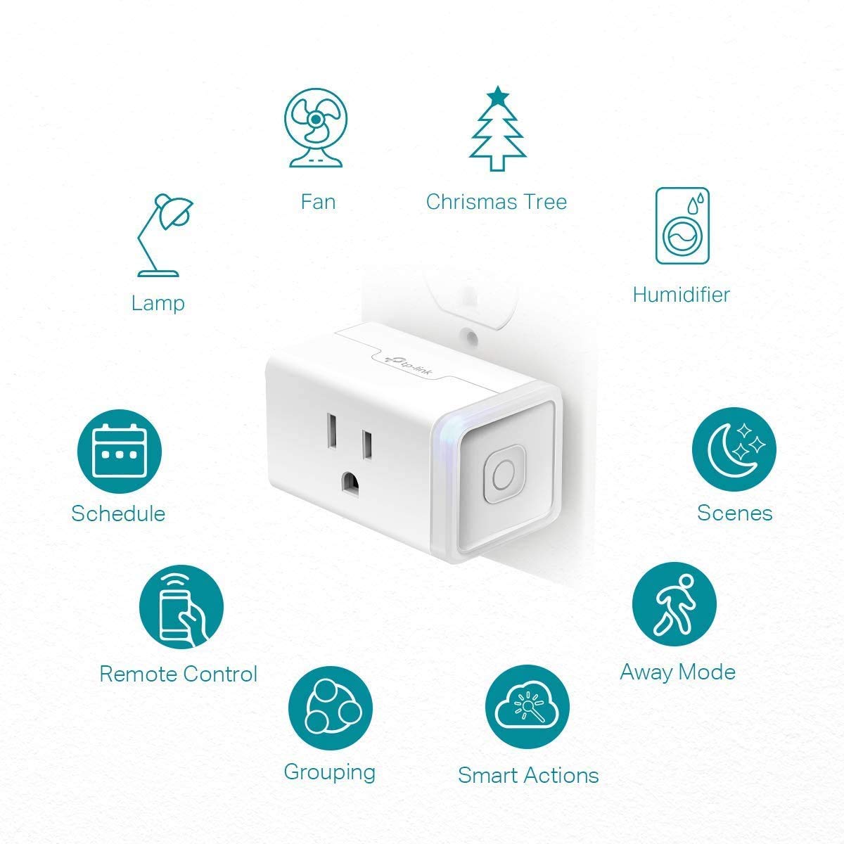 Kasa Smart Plug by TP-Link, Smart Home Wi-Fi Outlet Works with Alexa, Echo, Google Home & IFTTT, No Hub Required, Remote Control, 15 Amp, UL Certified, 1-Pack(HS103) , WHITE