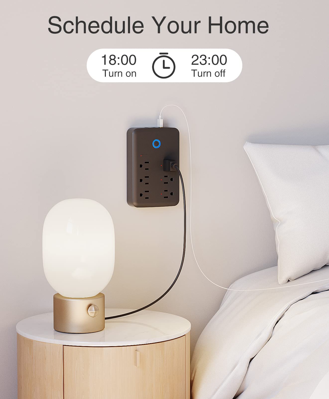 GHome Smart Plug Outlet Extender, USB Surge Protector 3 Individually Controlled Outlets and 3 USB Ports, WiFi Plug Works with Alexa Google Home, Outlet Timer Wall Adapter, 2.4GHz Wi-Fi Only, 15A/1800W