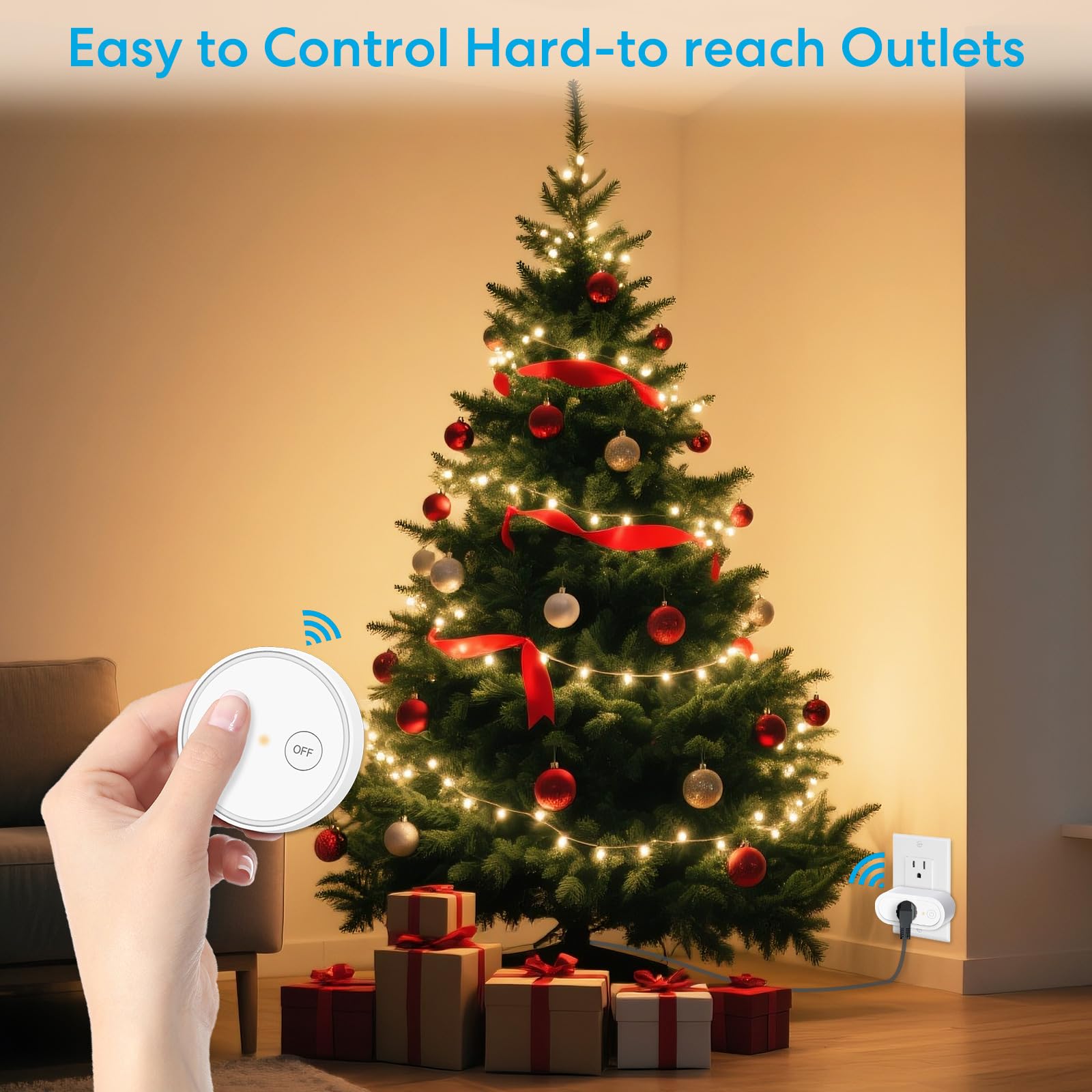 LoraTap Remote Control Outlet Plug Adapter with Remote, 656ft Range Wireless Switch for Lights and Household Appliances, No Hub Required, 16A/1760W, White, 2 Years Warranty