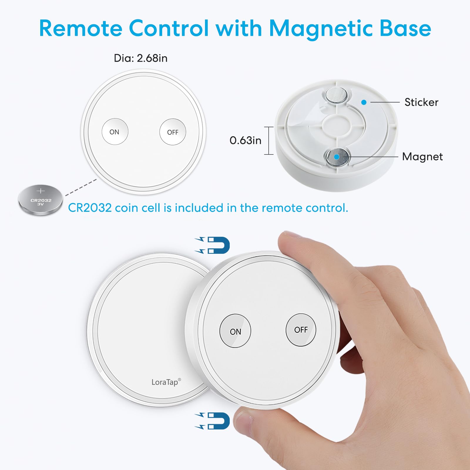 LoraTap Remote Control Outlet Plug Adapter with Remote, 656ft Range Wireless Switch for Lights and Household Appliances, No Hub Required, 16A/1760W, White, 2 Years Warranty