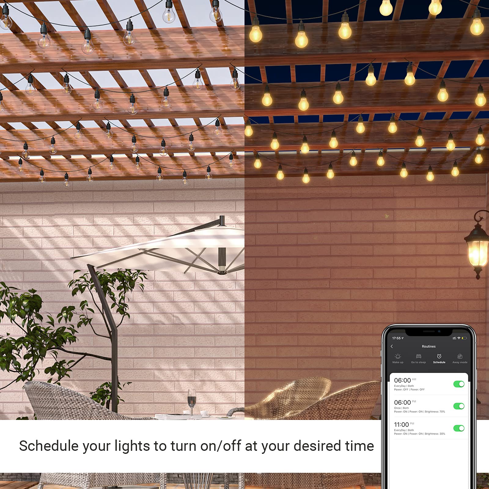 DEWENWILS Dimmer Plug 2 Individually Controlled Outlets, WiFi Light Dimmer for Outdoor String Lights, Compatible with Alexa, Google Home, IFTTT, IP64 Weatherproof, FCC Certified