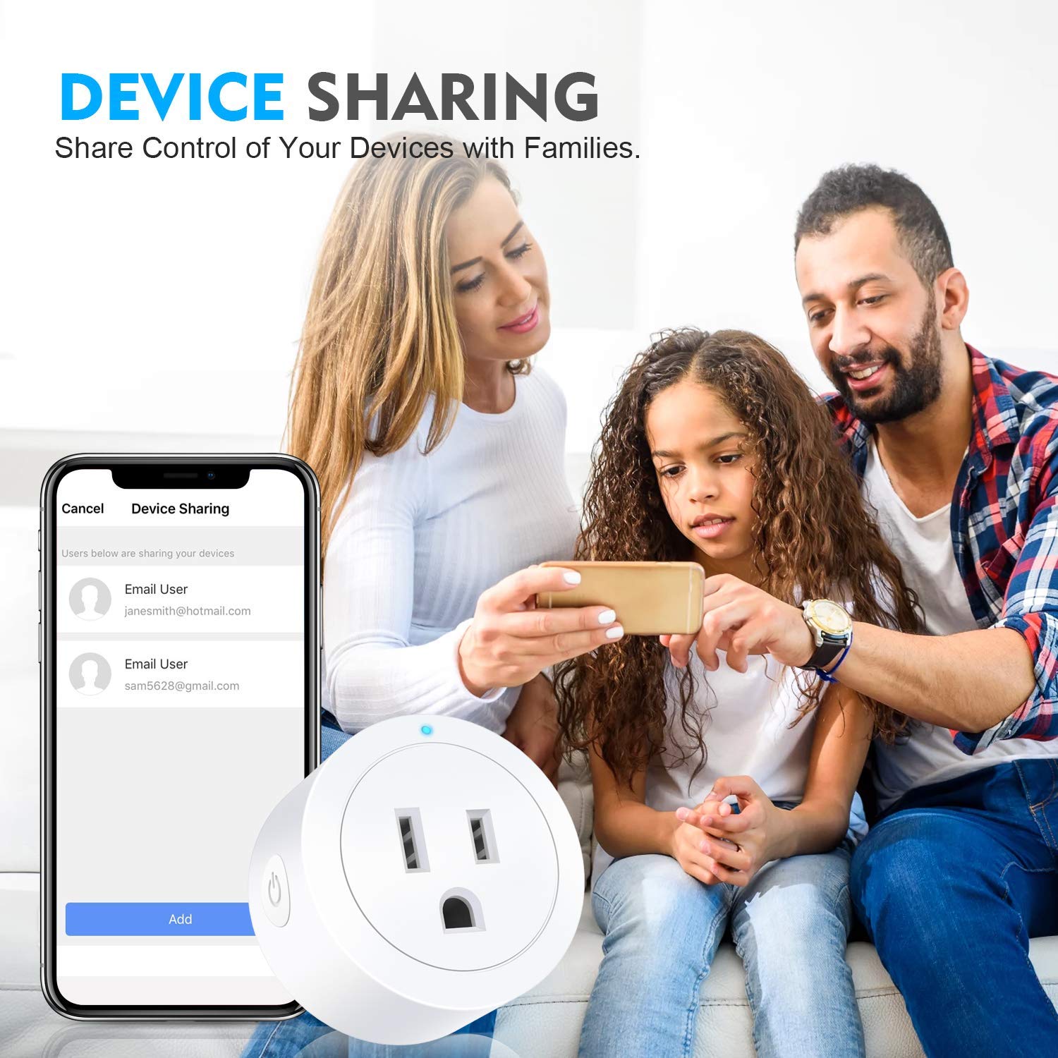 Smart Plug Amysen - A Certified & Alexa, Echo & Google Home – Only WiFi 2.4G (4- Pack) (C LED Green)