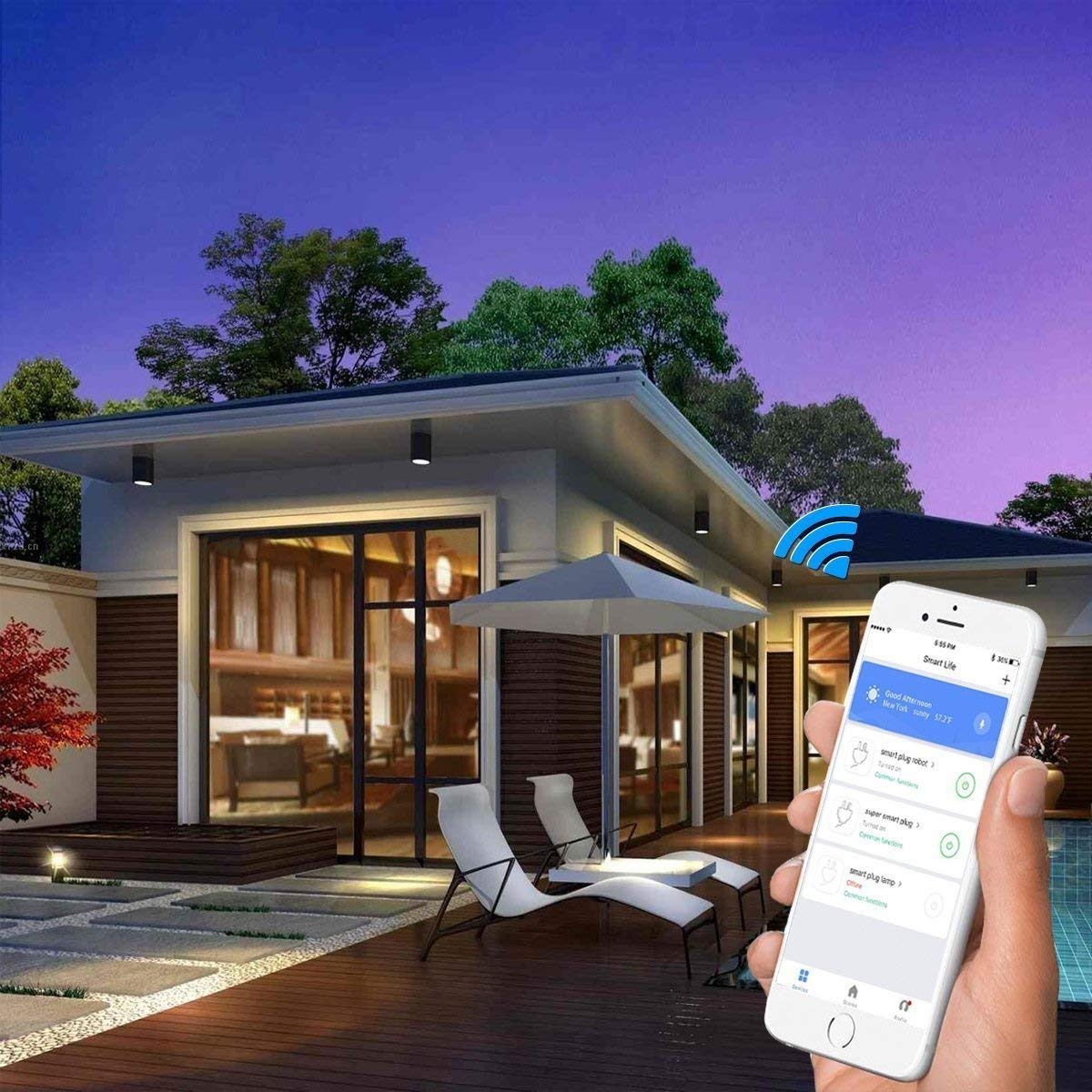 Smart Plug Amysen - A Certified & Alexa, Echo & Google Home – Only WiFi 2.4G (4- Pack) (C LED Green)