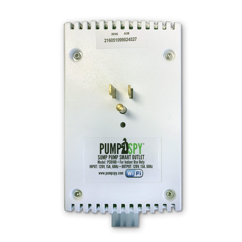PumpSpy WiFi Sump Pump Smart Outlet with Sump Pump Water Level Sensor, 24/7Monitoring & Alerts, Works with any 120V Sump Pump, Has Additional Outlet for Backup System For Sump Pump, White