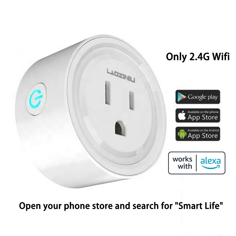 Alexa Smart Plugs, WiFi Mini Smart Plug Compatible with Alexa and Google Assistant, Alexa Echo Smart Outlet, Remote Control, Timer Function, 2.4 Ghz Network Only, ETL & FCC Certified, 10A, White