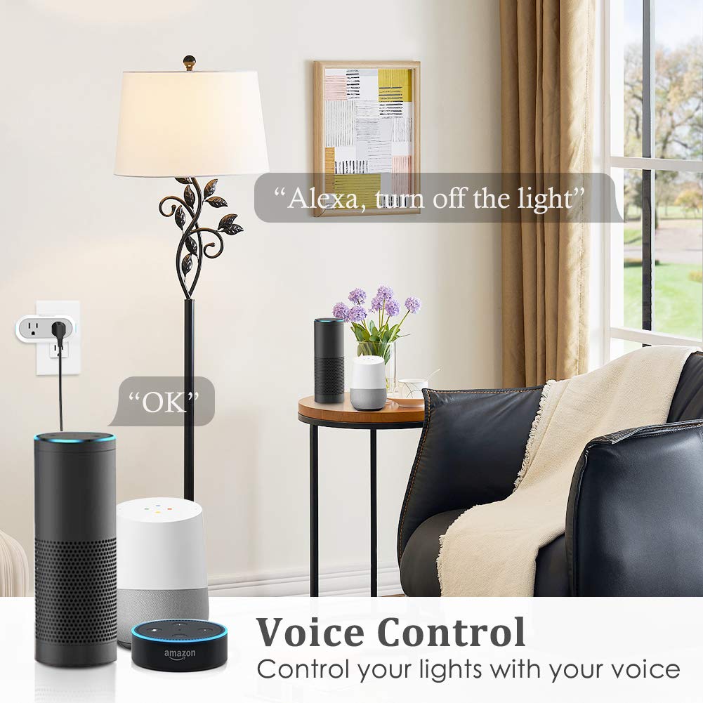 Smart Plugs That Work with Alexa Google Home Siri, Wireless 2.4G WiFi Outlet Controlled by Smart Life Tuya Avatar Controls APP, 10A Mini Socket Enchufe Inteligente with Timer, Dimmer, 1 Pack